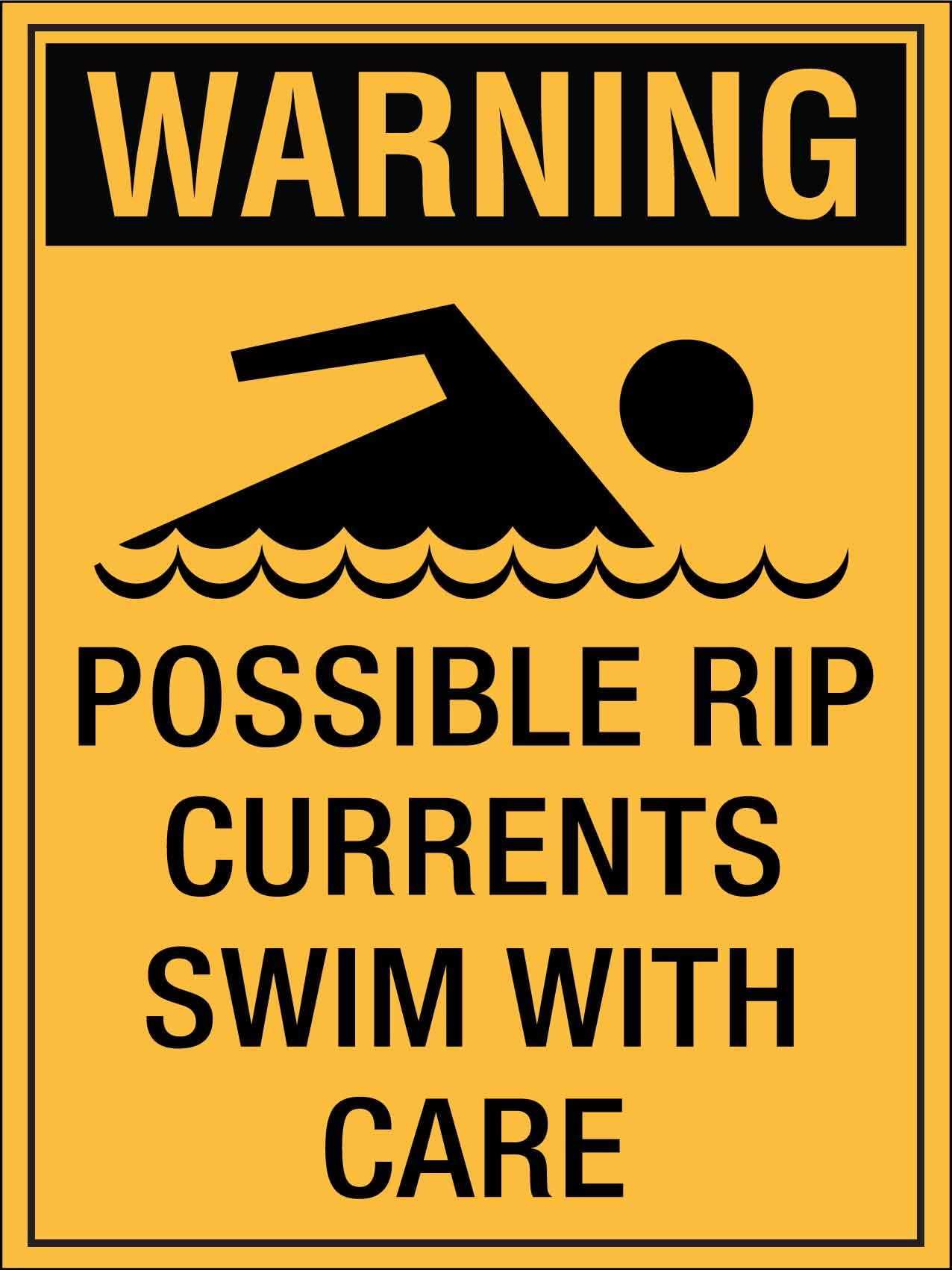 Warning Possible Rip Currents Swim with Care Metal Sign Caution Danger ...