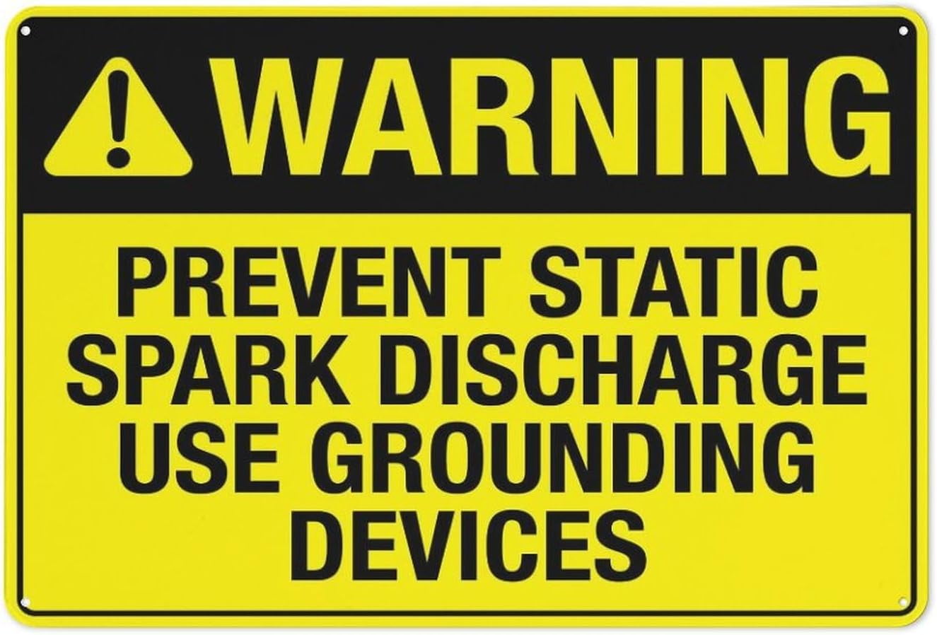 Warning Prevent Static Spark Bright Yellow Sign Metal 12"X8" Rust Free ...