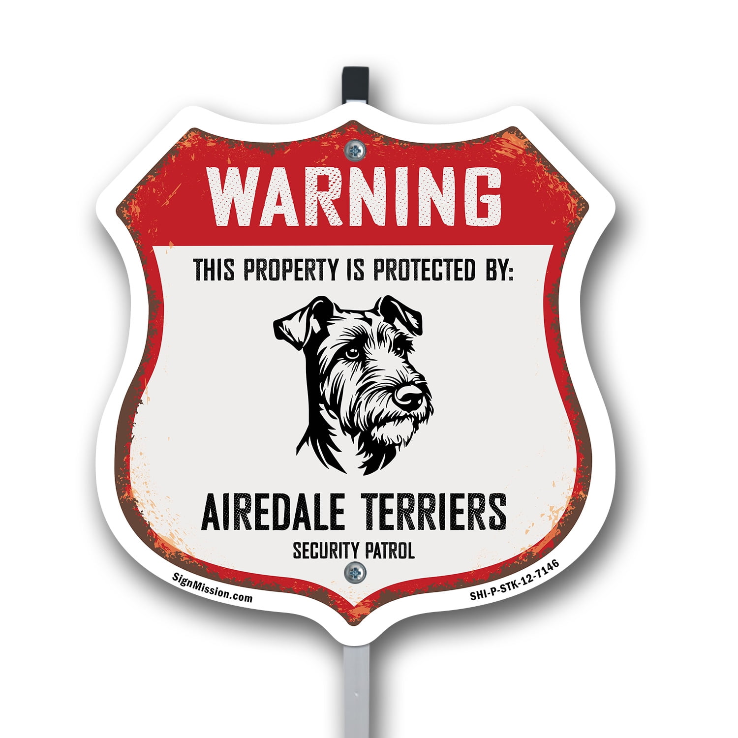 Warning This Property is Protected by Airedale Terriers 12 inch X 12 ...