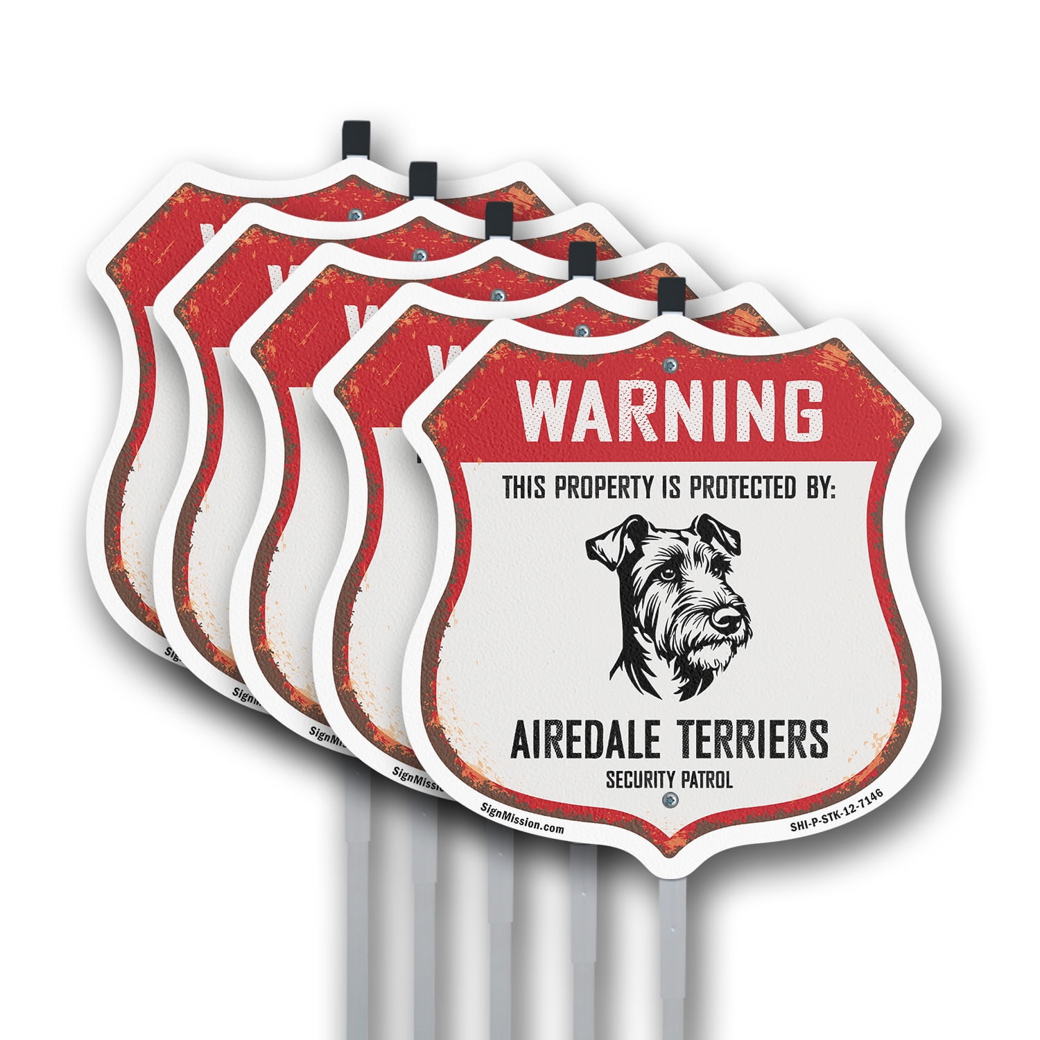 Warning This Property is Protected by Airedale Terriers (5 Pack) 12 ...