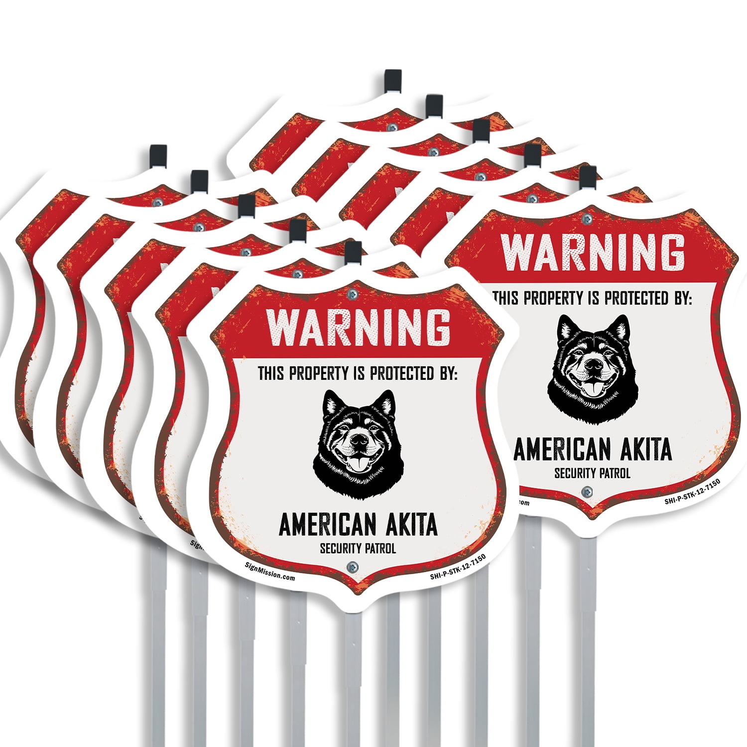 Warning This Property is Protected by American Akita (10 Pack) 12 inch ...