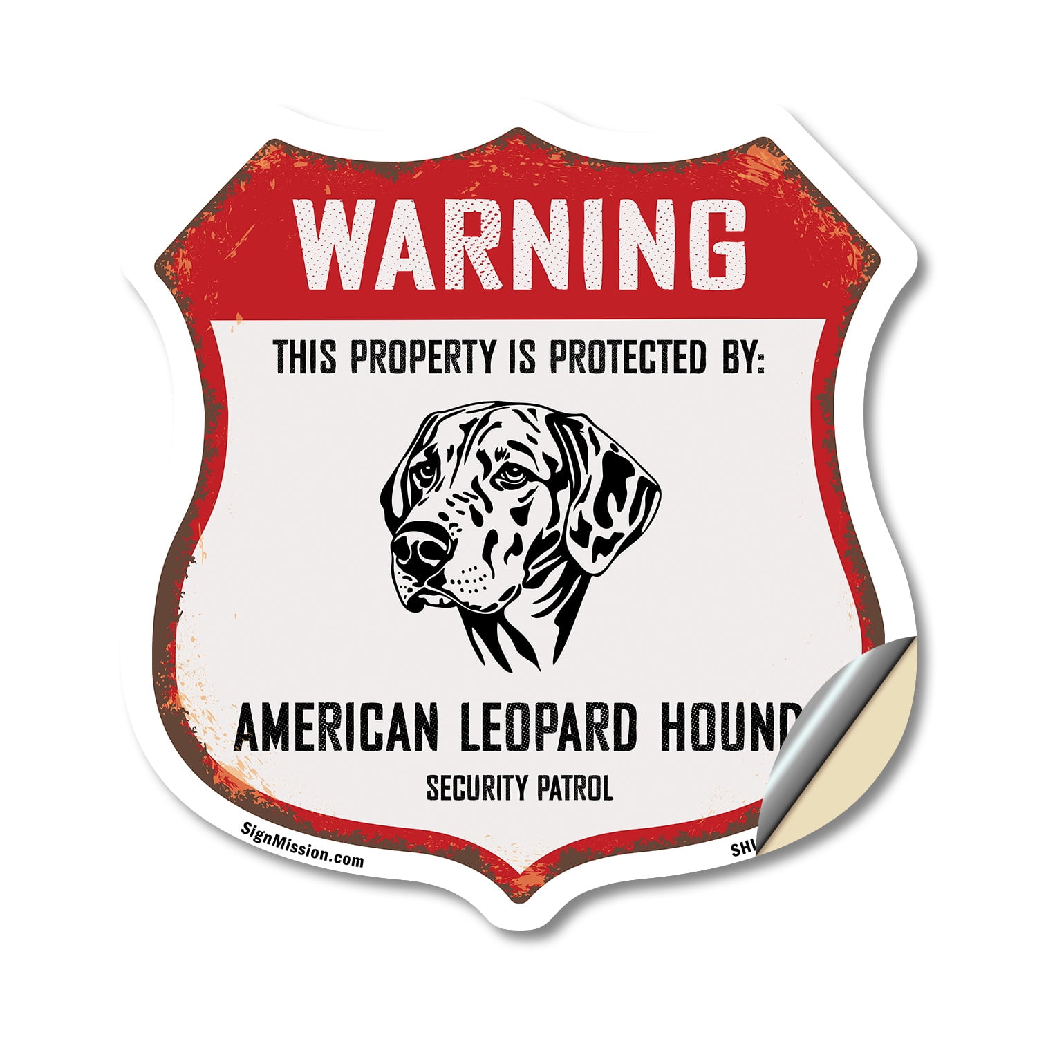 Warning This Property is Protected by American Leopard Hound 12 inch X ...