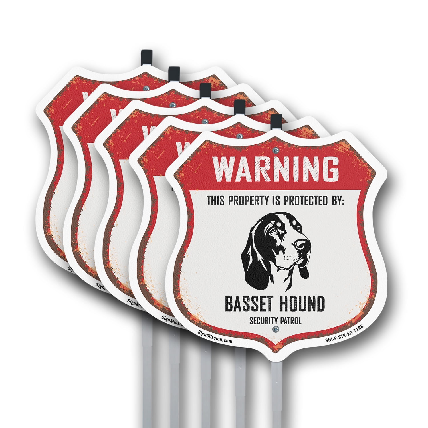 Warning This Property is Protected by Basset Hound (5 Pack) 12 inch X ...