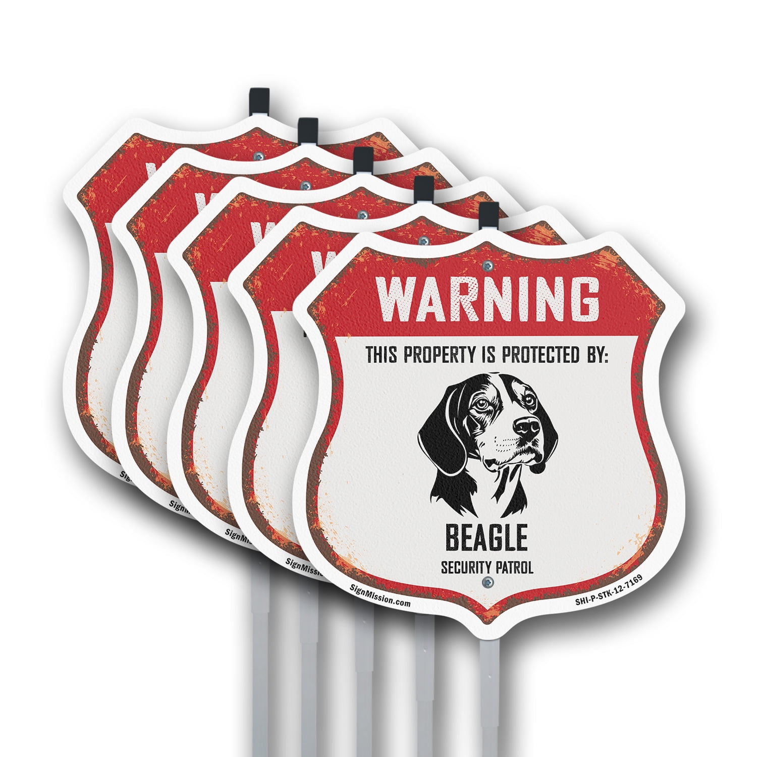 Warning This Property is Protected by Beagle (5 Pack) 12 inch X 12 inch ...