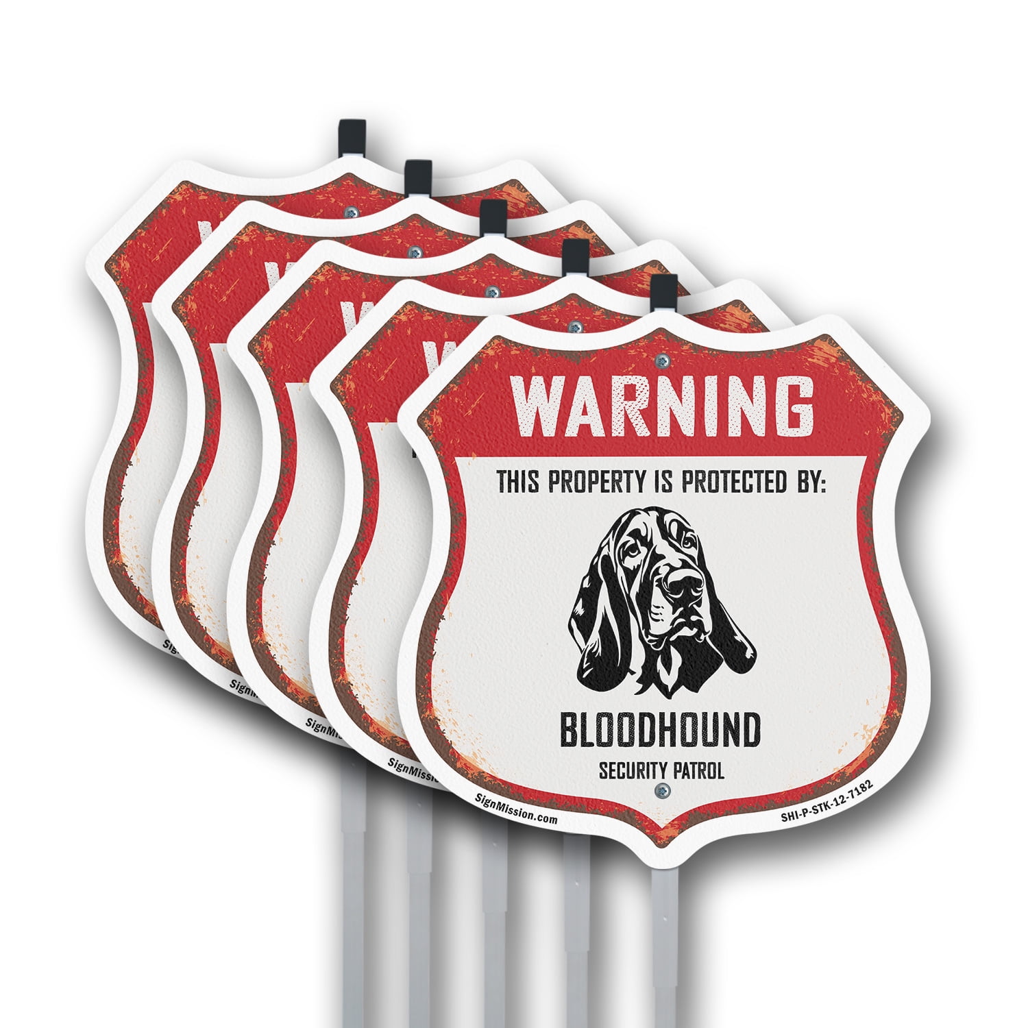 Warning This Property is Protected by Bloodhound (5 Pack) 12 inch X 12 ...