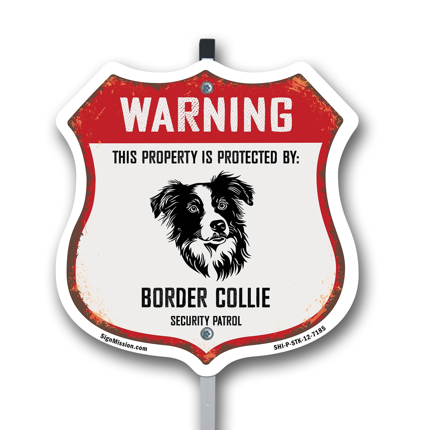Warning This Property is Protected by Border Collie 12 inch X 12 inch ...