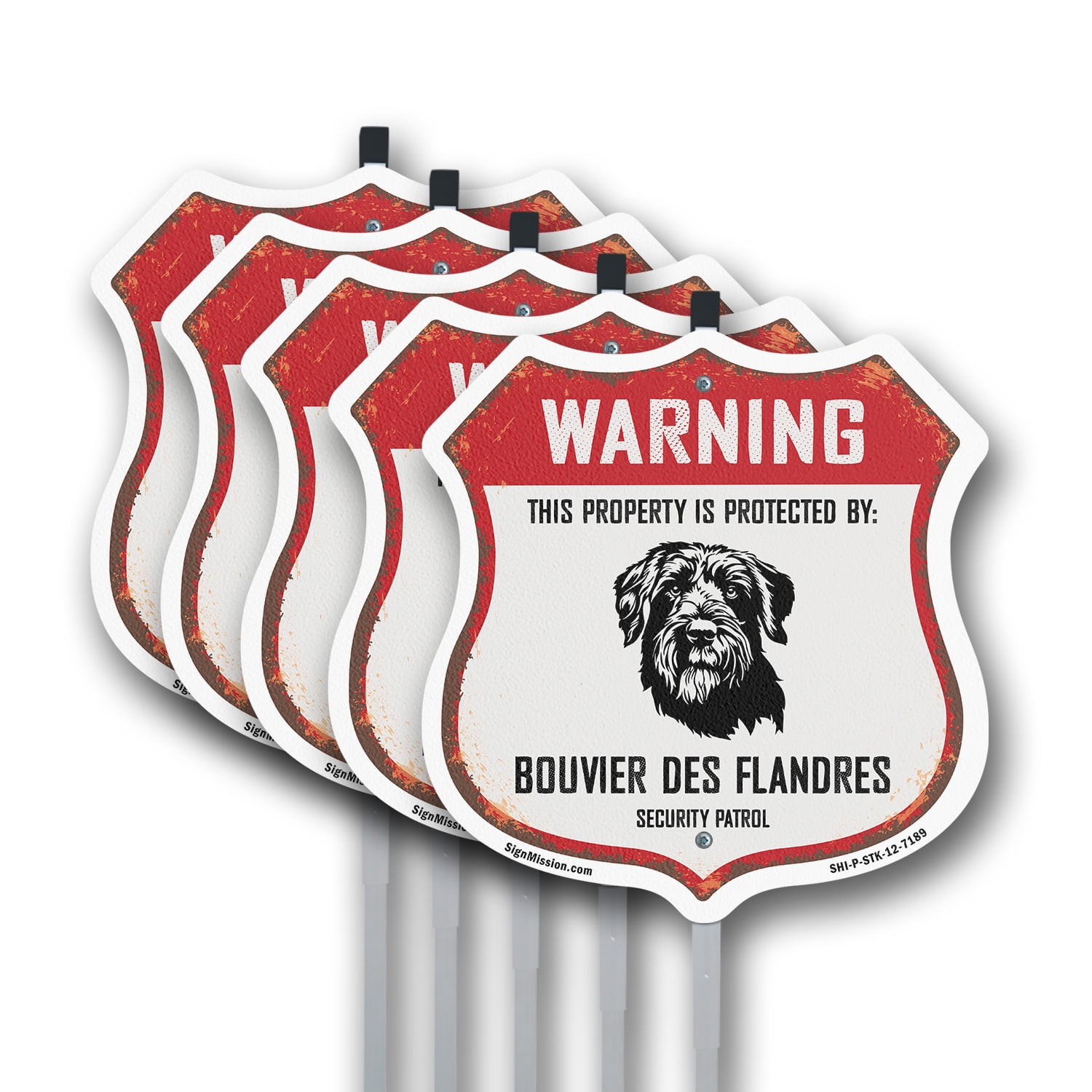 Warning This Property is Protected by Bouvier Des Flandres (5 Pack) 12 ...