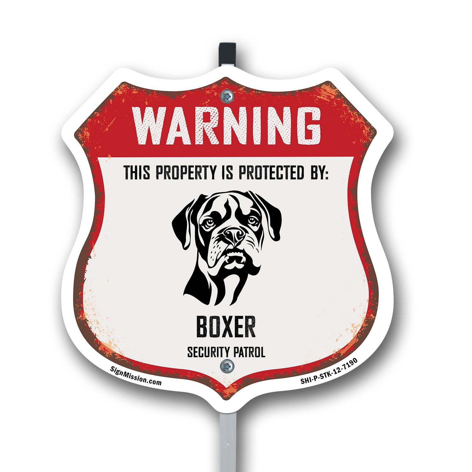 Warning This Property is Protected by Boxer 12 inch X 12 inch Shield ...