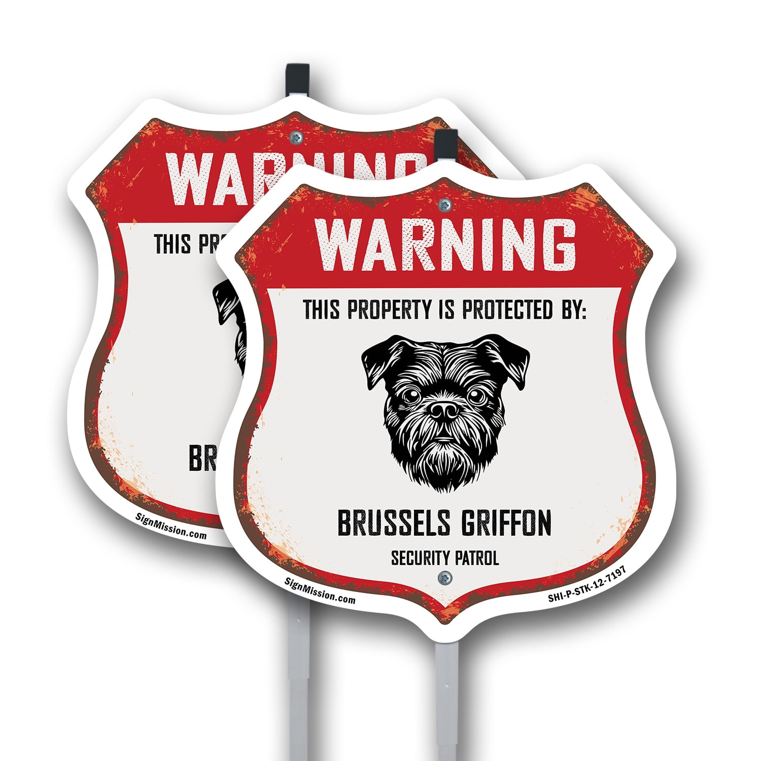 Warning This Property is Protected by Brussels Griffon (2 Pack) 12 inch ...