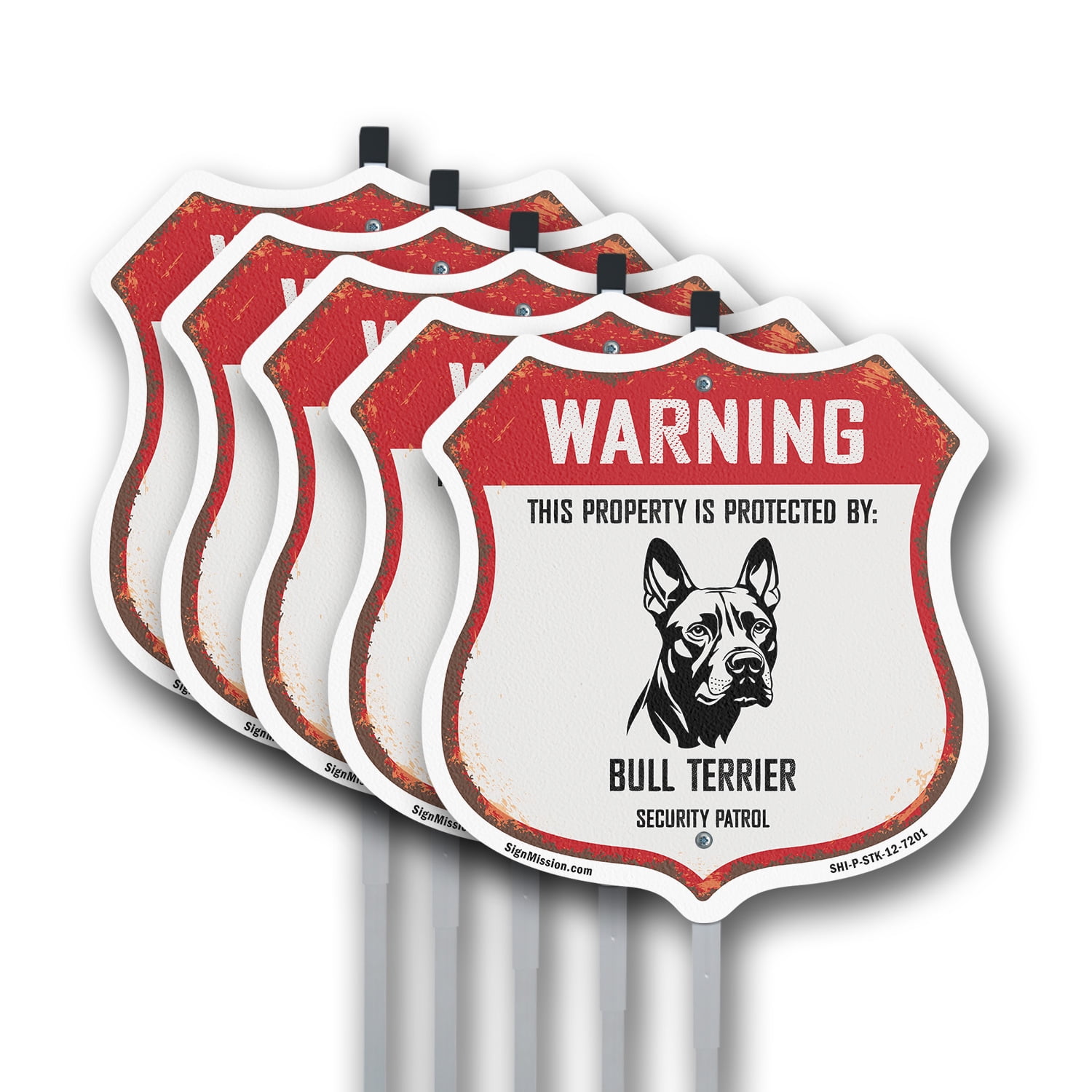 Warning This Property is Protected by Bull Terrier (5 Pack) 12 inch X ...
