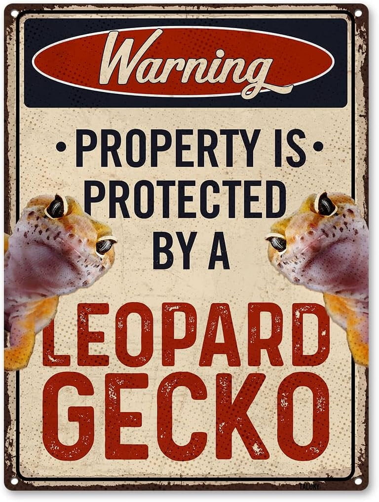 Warning Property Protected By Leopard Geckos Metal Sign Decor - Funny ...
