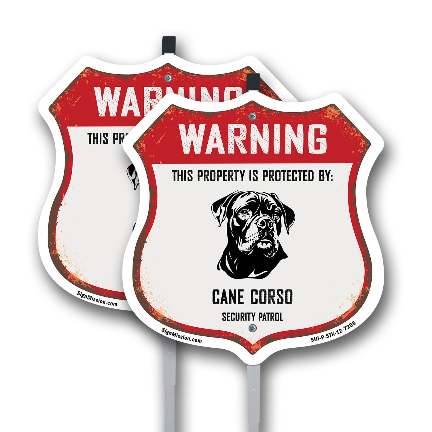 Warning This Property is Protected by Cane Corso (2 Pack) 12 inch X 12 ...