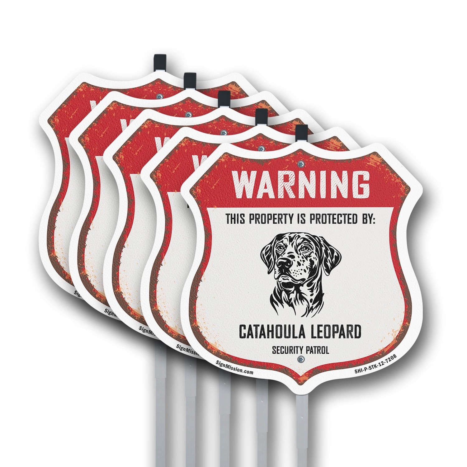 Warning This Property is Protected by Catahoula Leopard (5 Pack) 12 ...