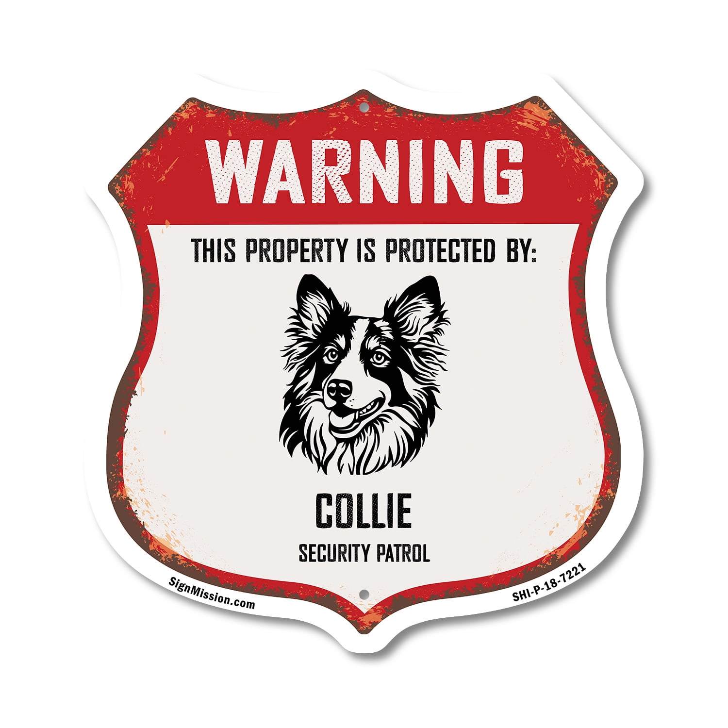Warning This Property is Protected by Collie (2 Pack) 12 inch X 12 inch ...