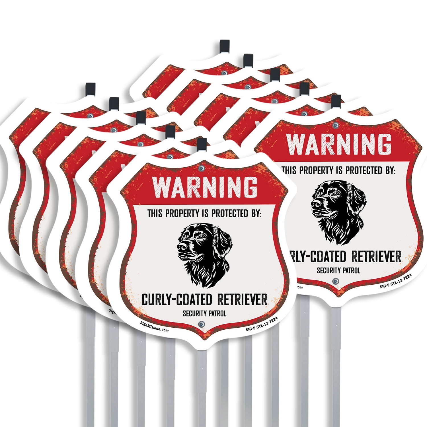 Warning This Property is Protected by Curly Coated Retriever (10 Pack ...
