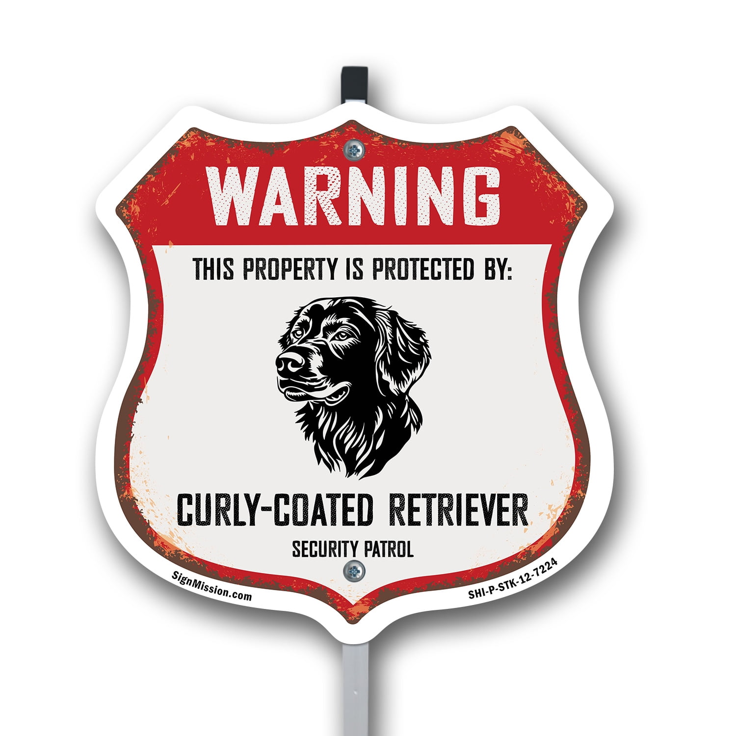 Warning This Property is Protected by Curly Coated Retriever 12 inch X ...