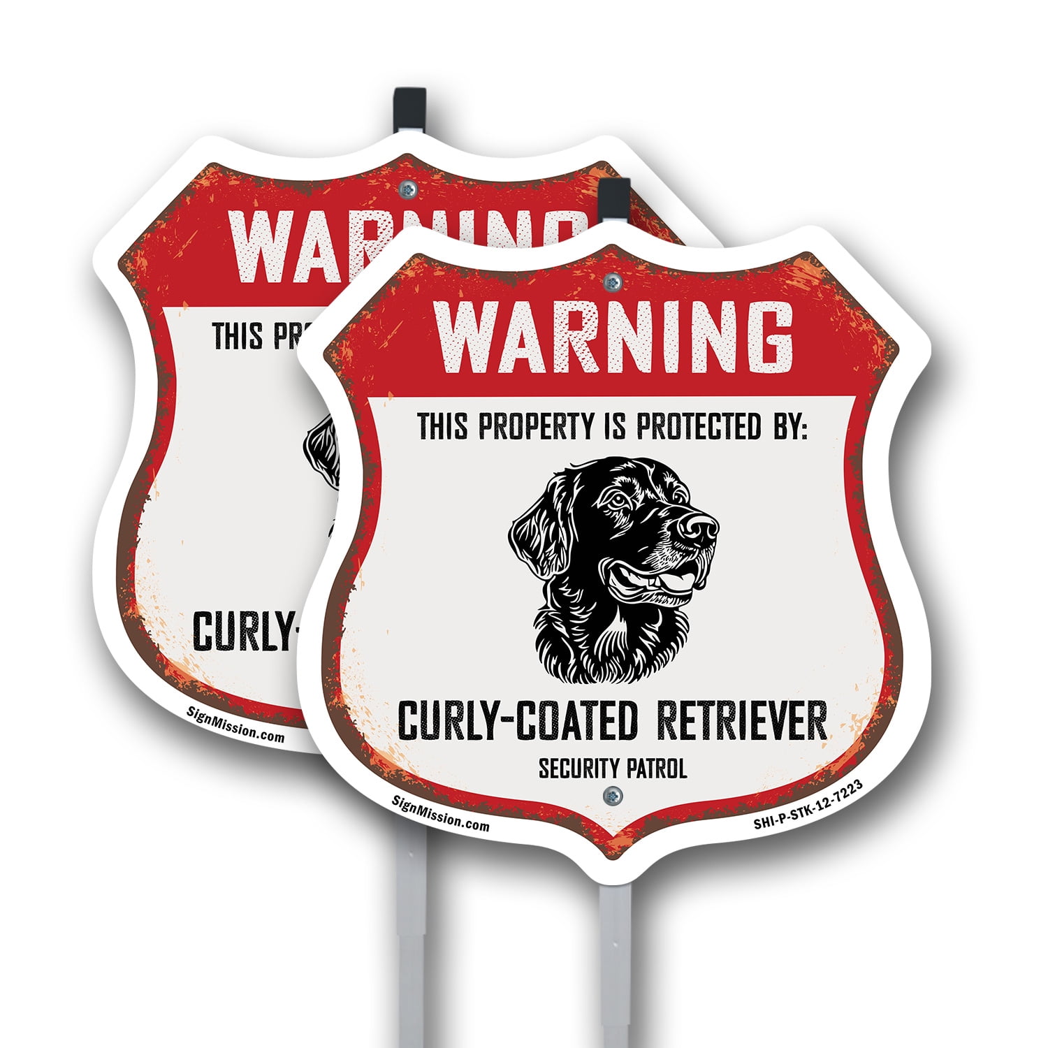 Warning This Property is Protected by Curly-Coated Retriever (2 Pack ...