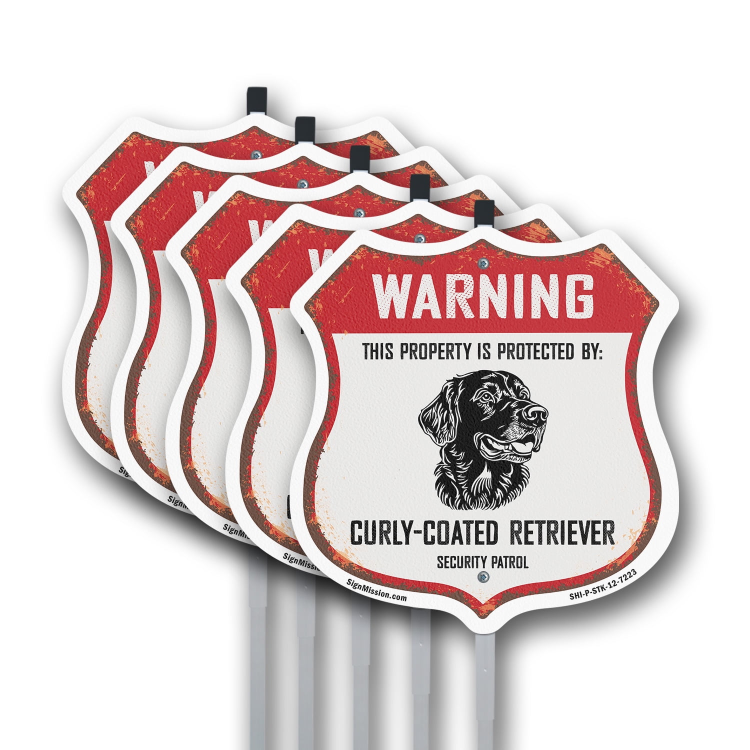 Warning This Property is Protected by Curly-Coated Retriever (5 Pack ...