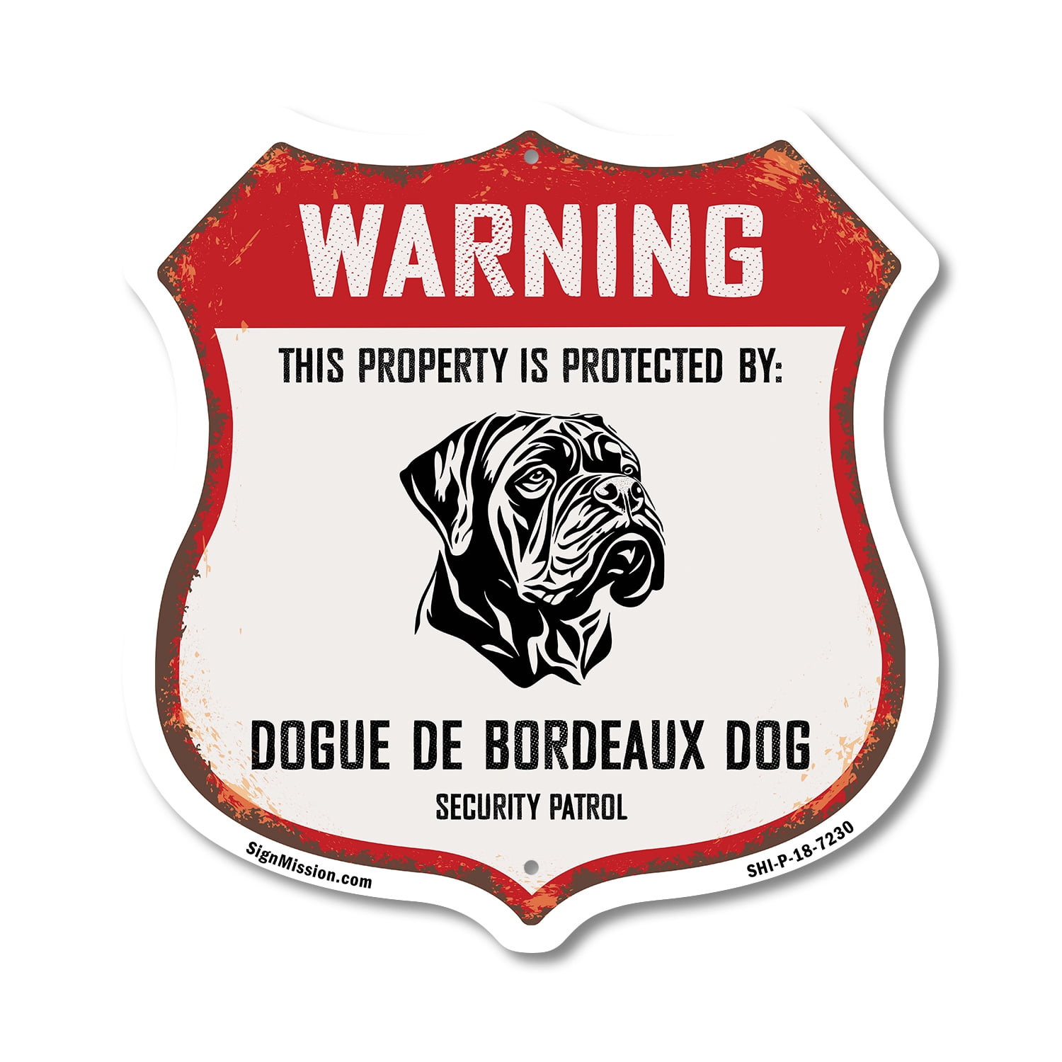 Warning This Property is Protected by Dogue De Bordeaux Dog 12 inch X ...