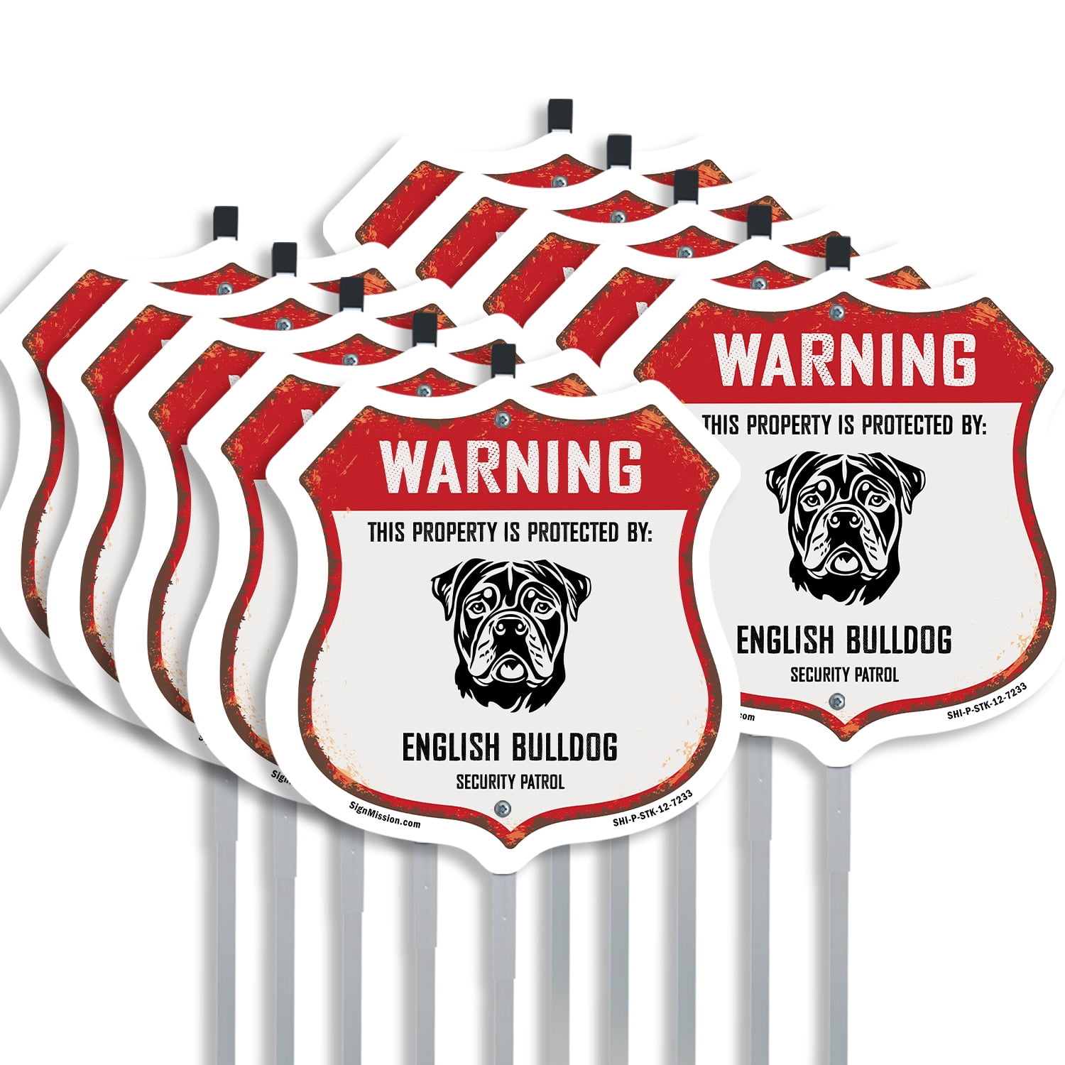 Warning This Property is Protected by English Bulldog (10 Pack) 12 inch ...