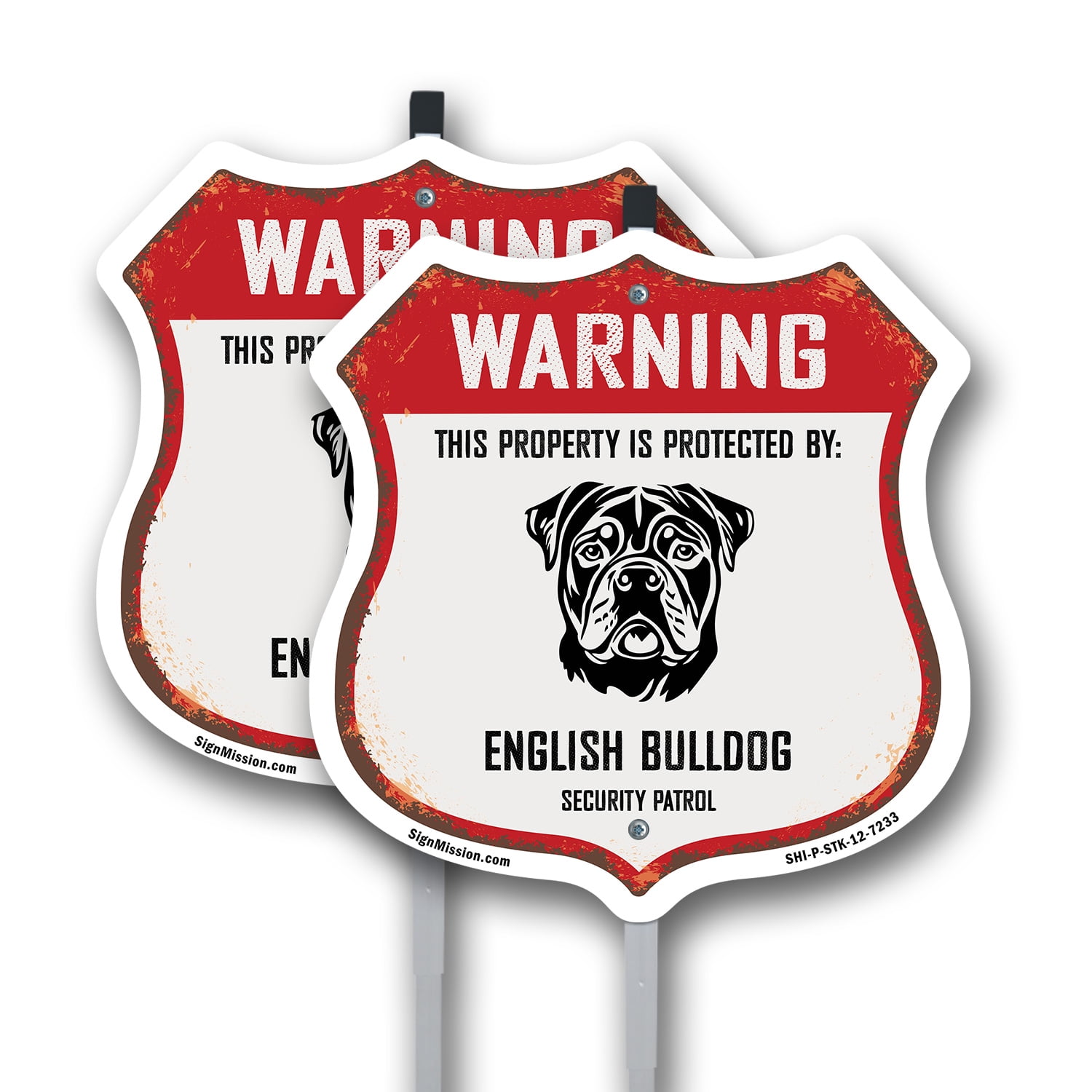 Warning This Property is Protected by English Bulldog (2 Pack) 12 inch ...
