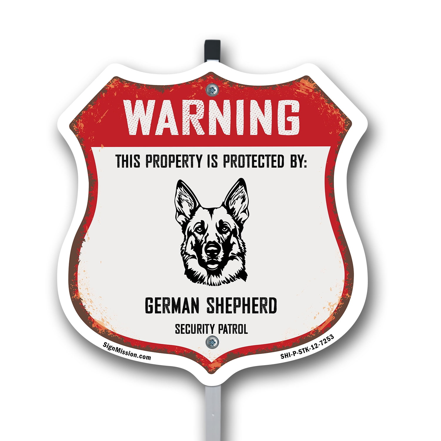 Warning This Property is Protected by German Shepherd 12 inch X 12 inch ...