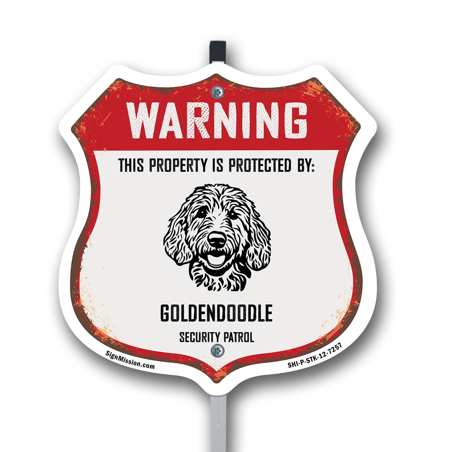 Warning This Property is Protected by Goldendoodle 12 inch X 12 inch ...