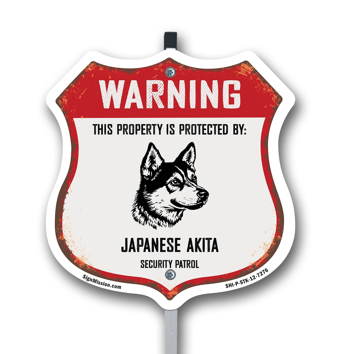 Warning This Property is Protected by Japanese Akita 12 inch X 12 inch ...
