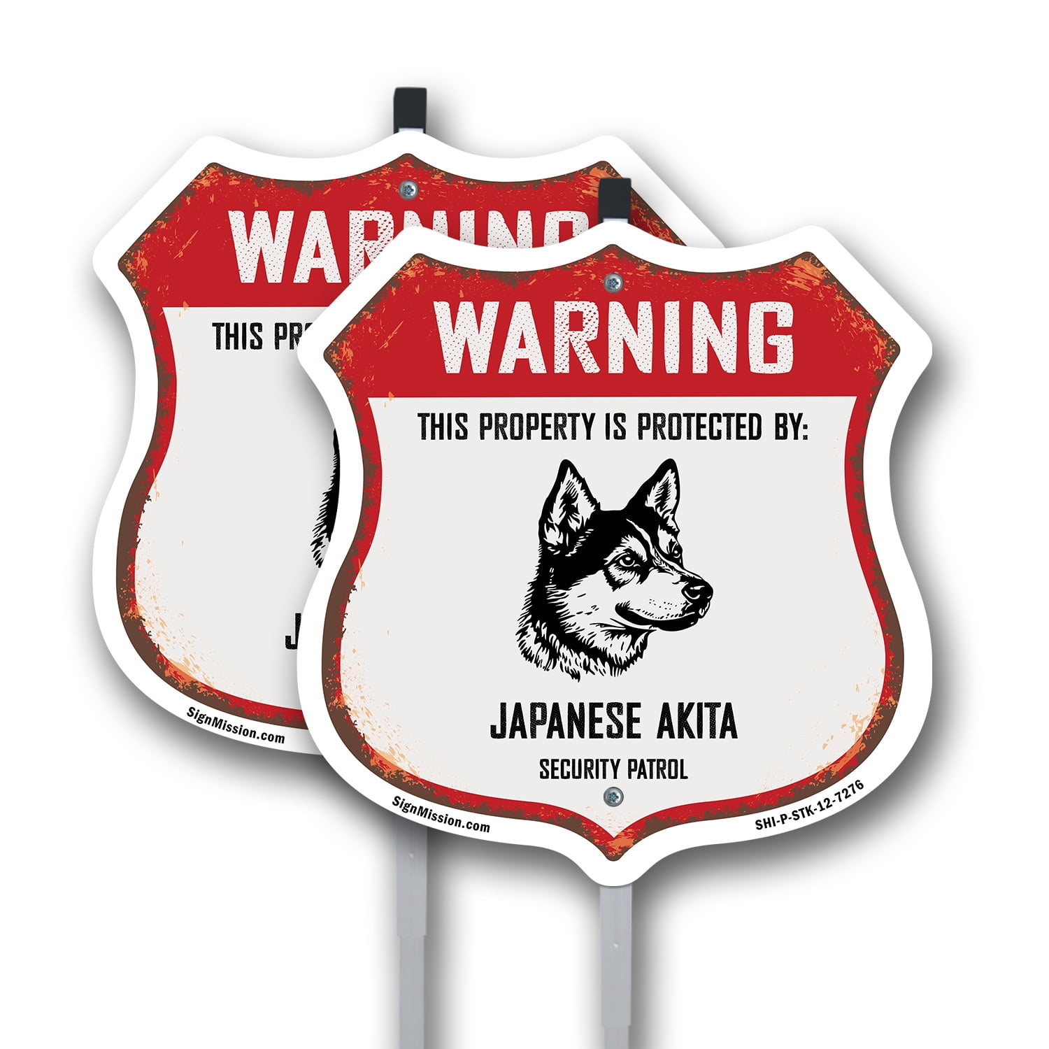 Warning This Property is Protected by Japanese Akita (2 Pack) 12 inch X ...