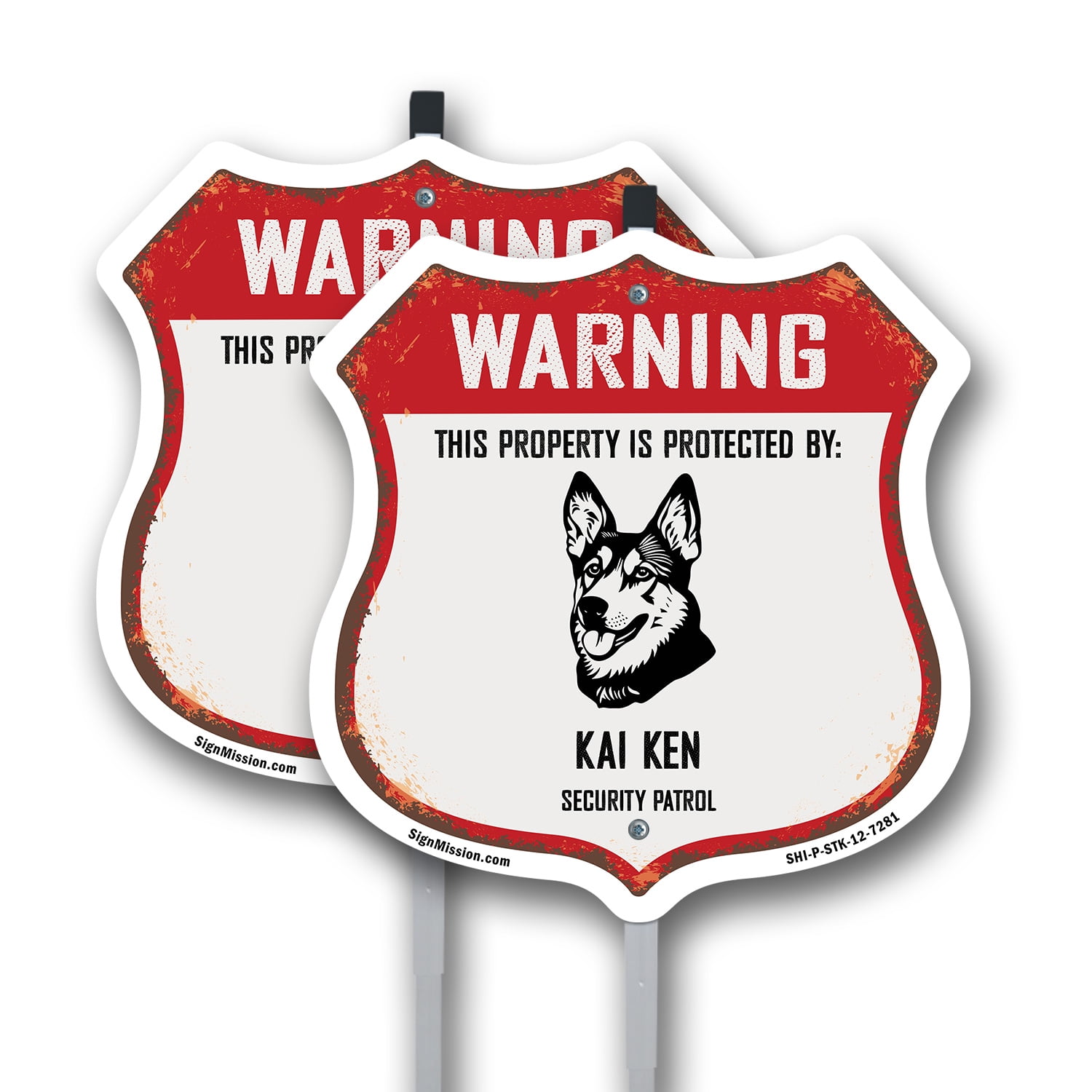Warning This Property is Protected by Kai Ken (2 Pack) 12 inch X 12 ...