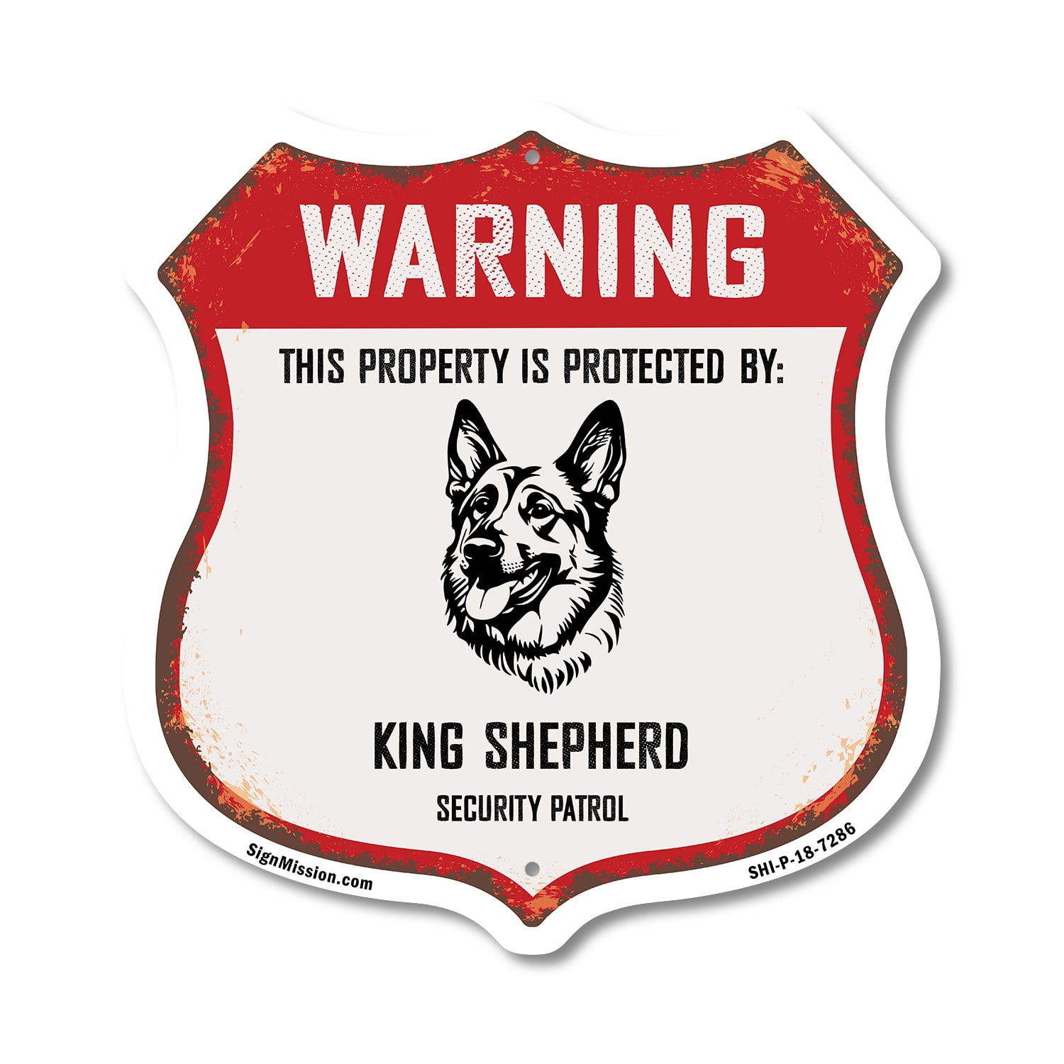 Warning This Property is Protected by King Shepherd (2 Pack) 18 inch X 18 inch Shield Shaped ...