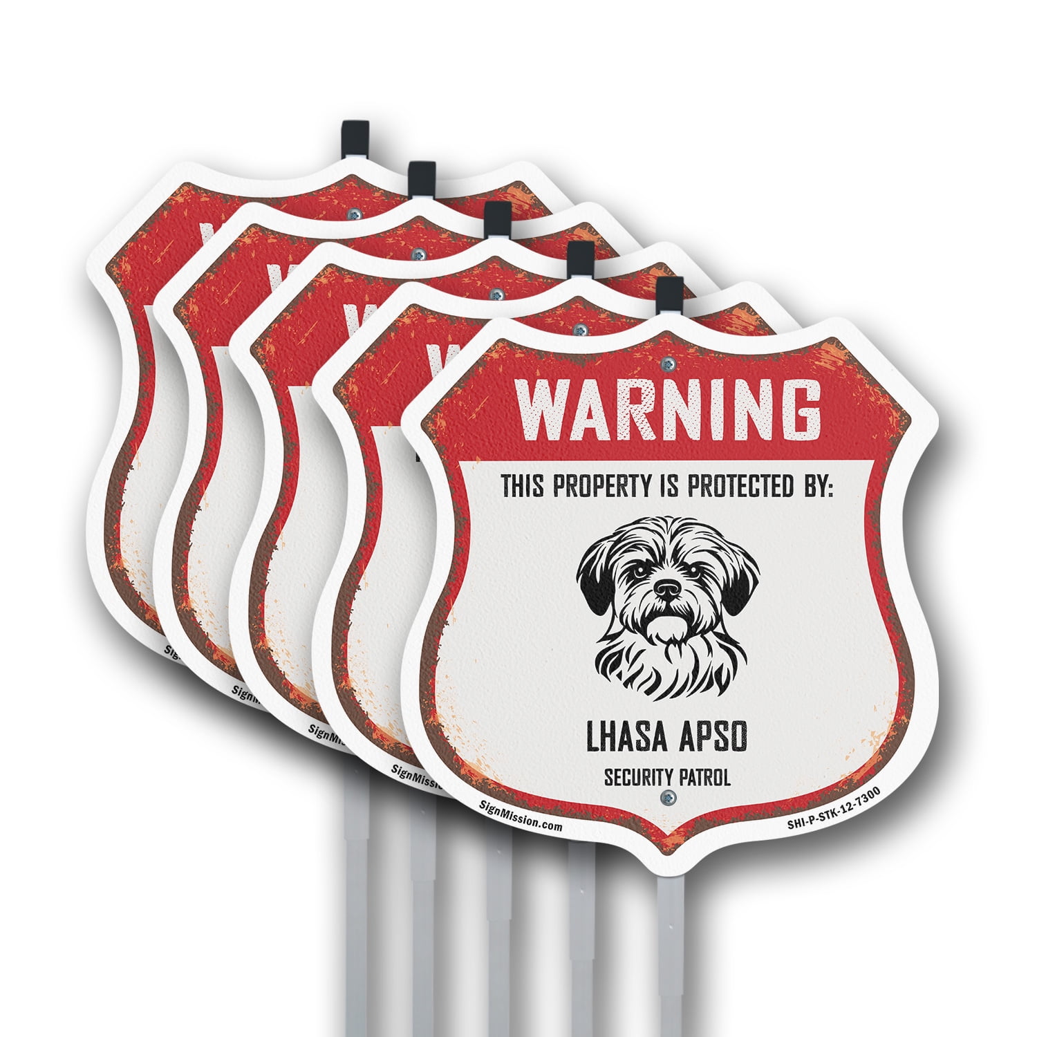 Warning This Property is Protected by Lhasa Apso (5 Pack) 12 inch X 12 ...