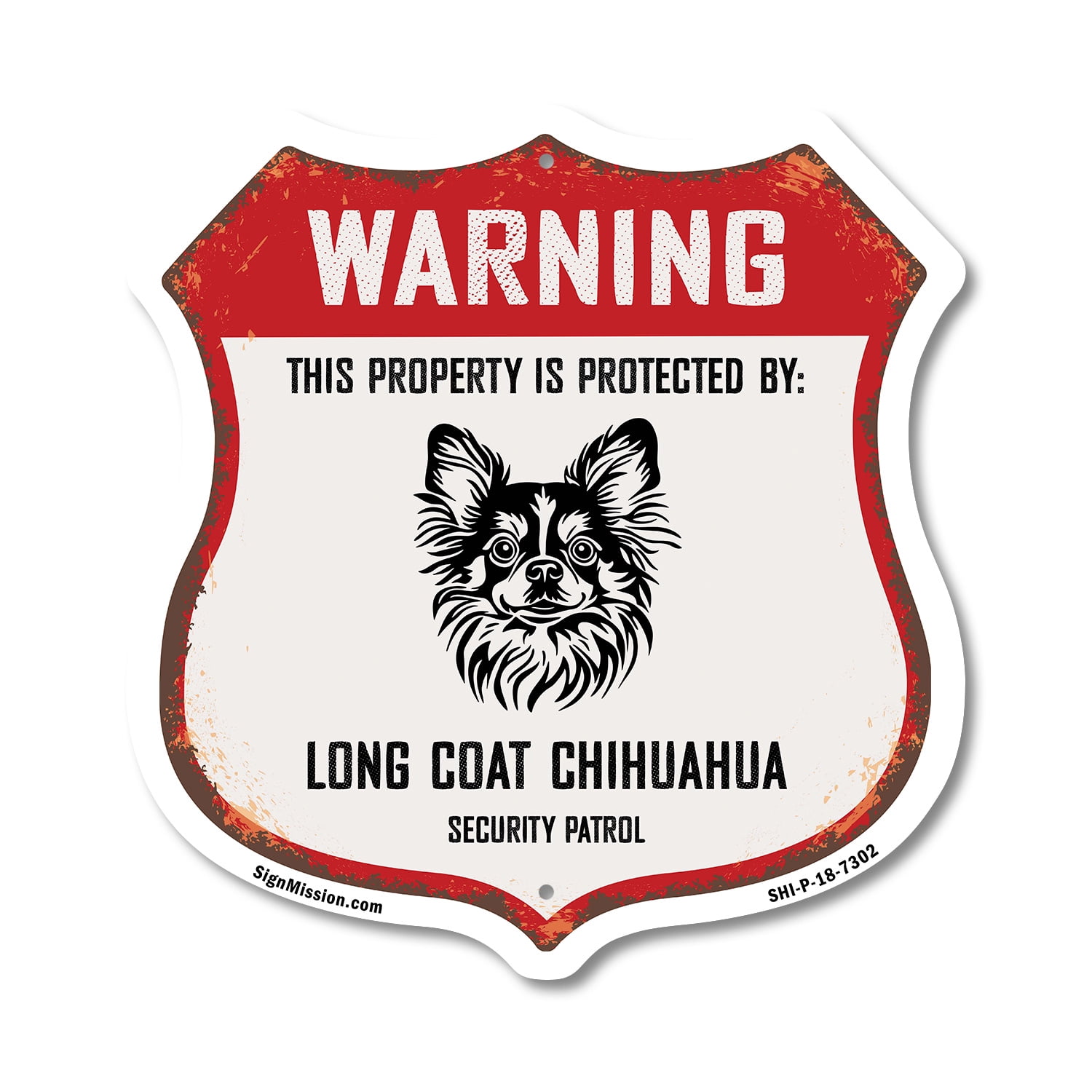 Warning This Property is Protected by Long Coat Chihuahua 6 inch X 6 ...
