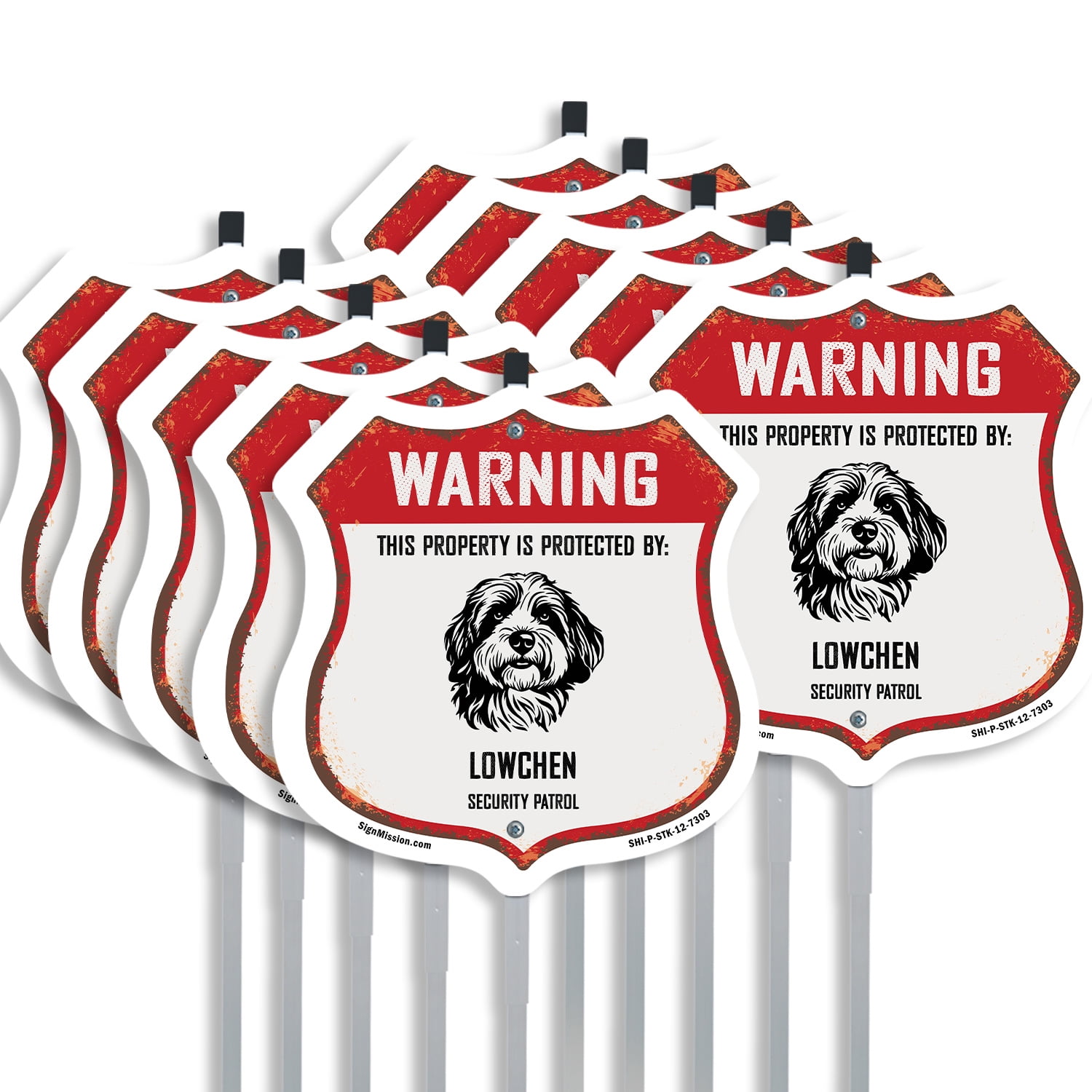 Warning This Property is Protected by Lowchen (10 Pack) 12 inch X 12 ...