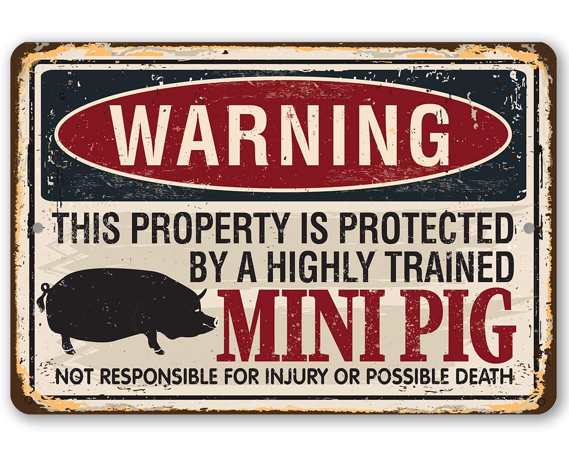 Warning Property Protected By Mini Pig - Funny Farmhouse Decoration and ...