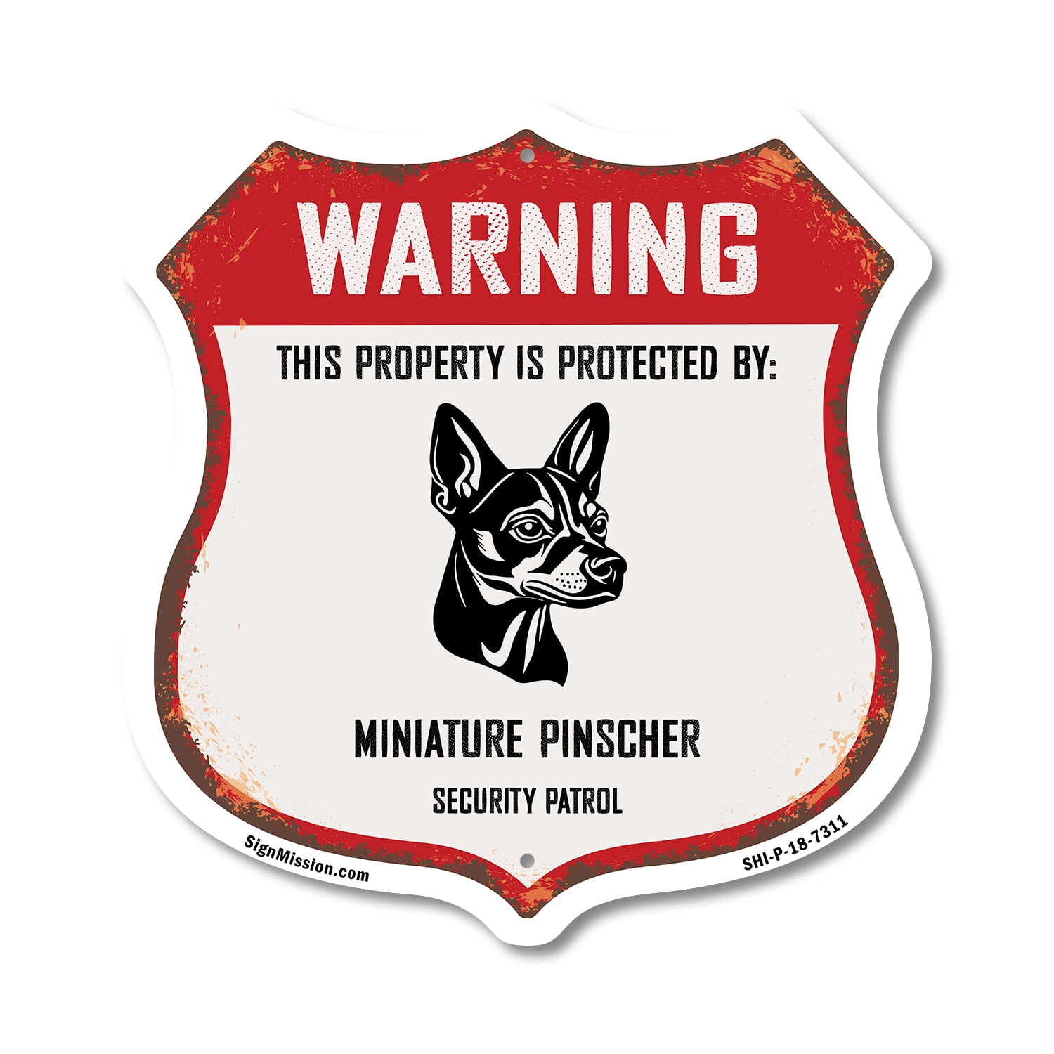 Warning This Property is Protected by Miniature Pinscher 18 inch X 18 ...