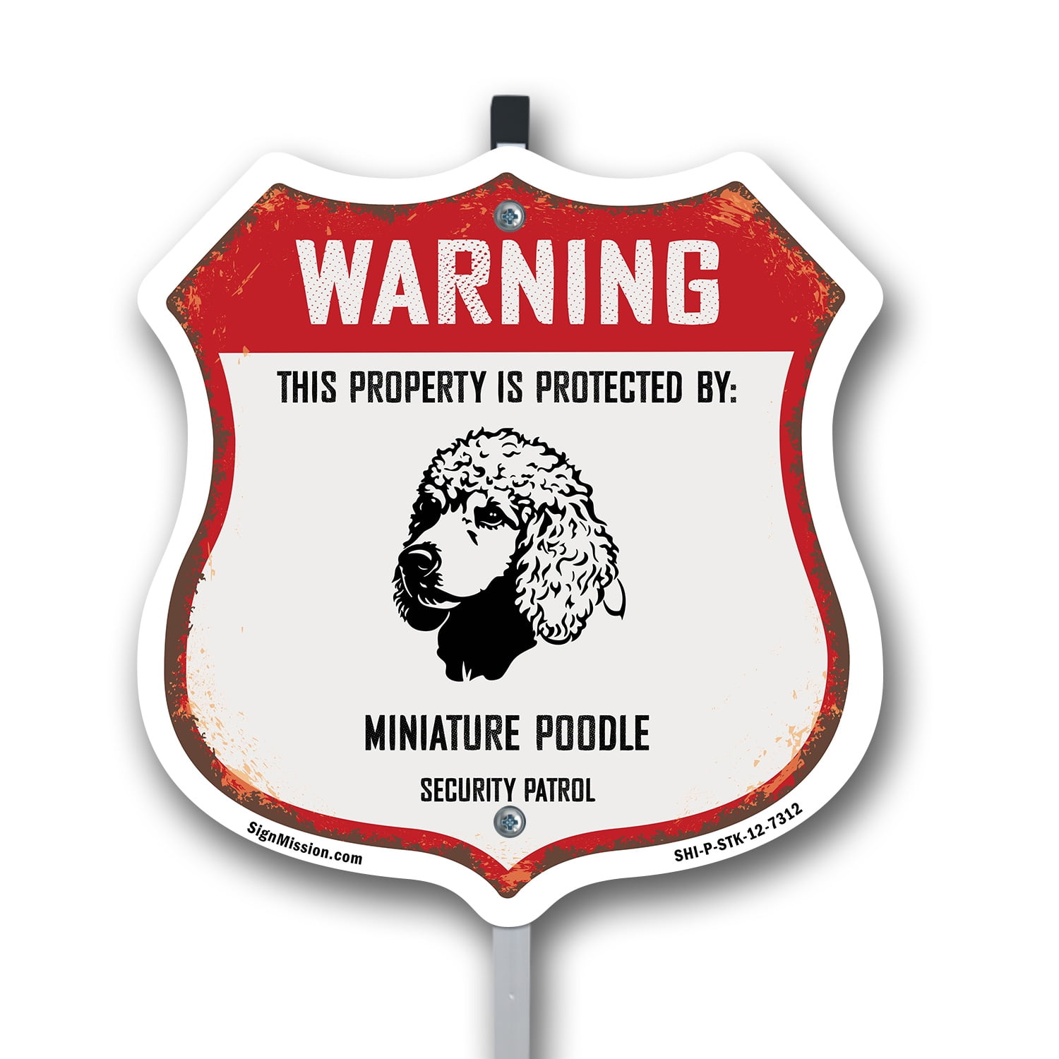 Warning This Property is Protected by Miniature Poodle 12 inch X 12 ...