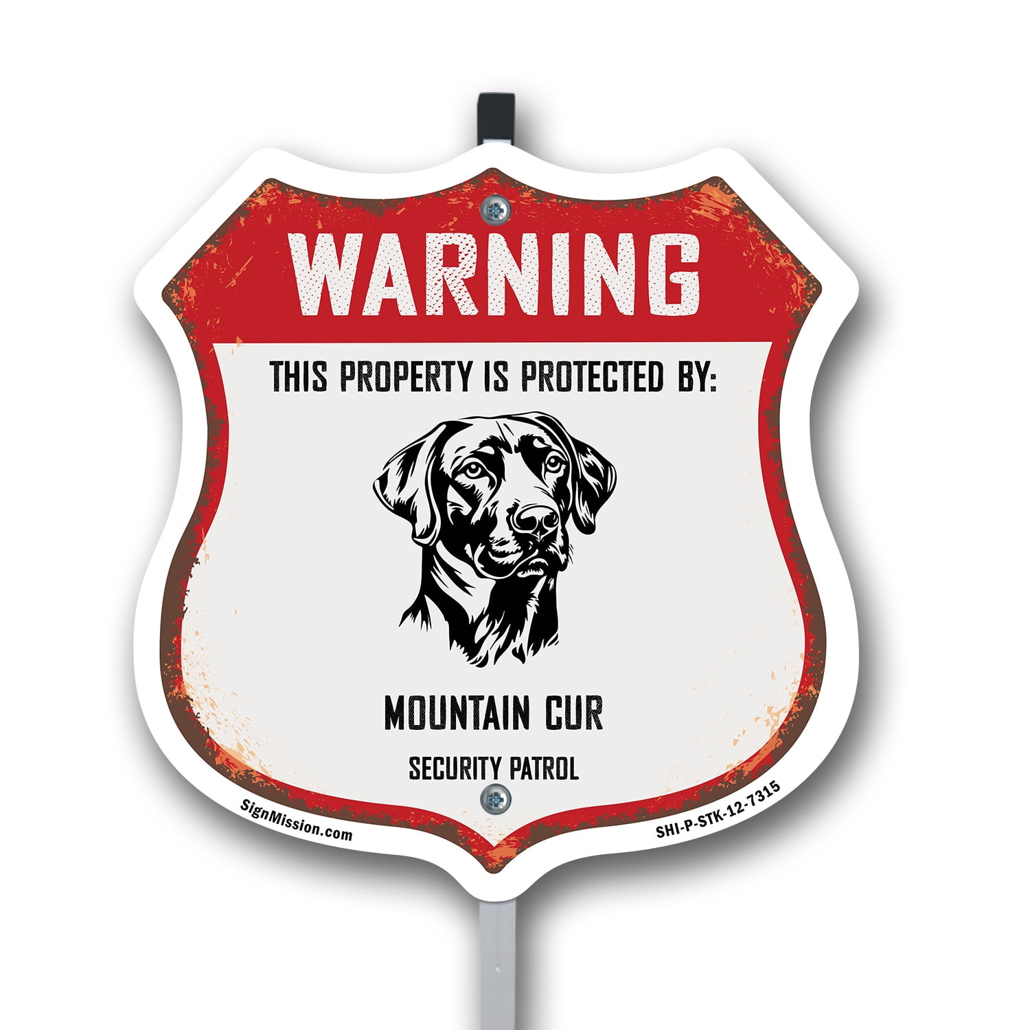 Warning This Property is Protected by Mountain Cur 12 inch X 12 inch ...