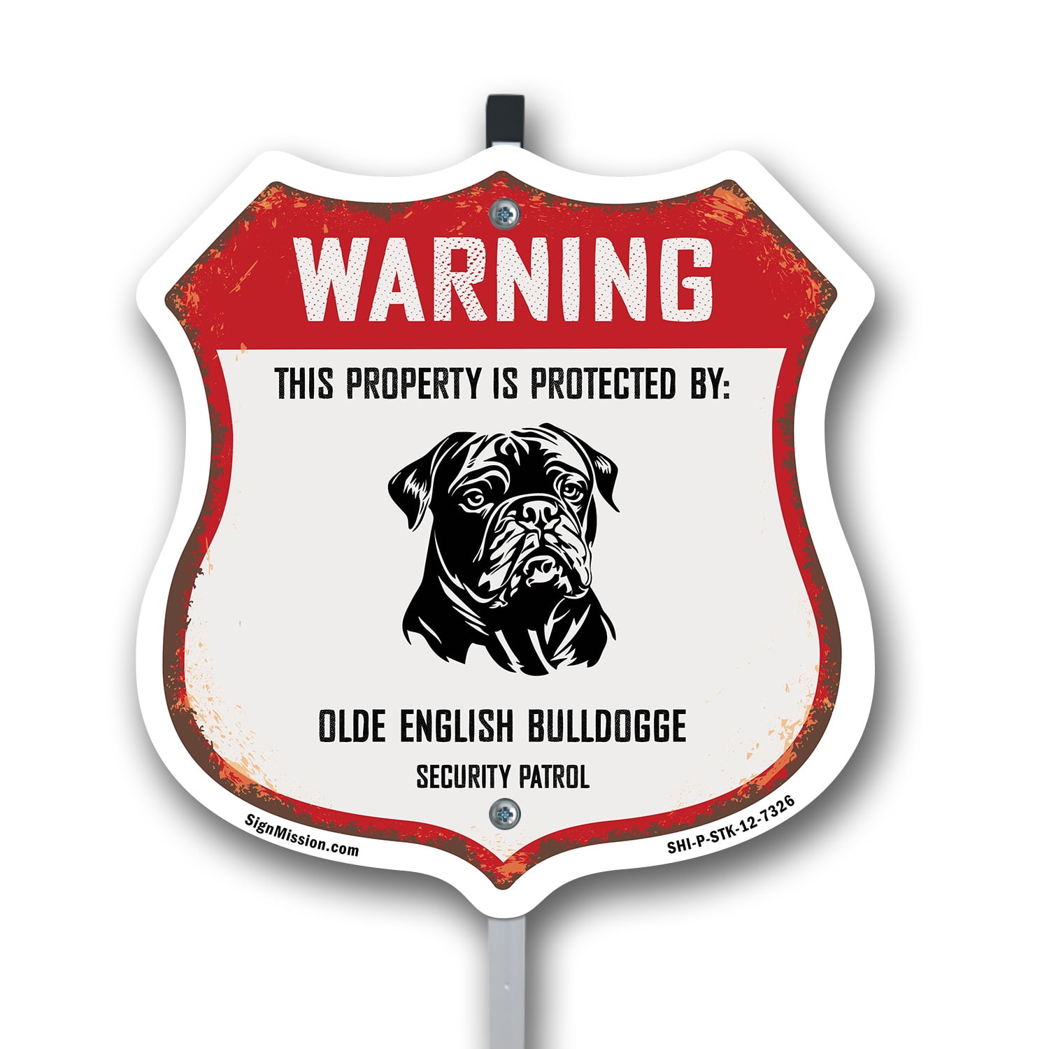 Warning This Property is Protected by Olde English Bulldogge 12 inch X ...