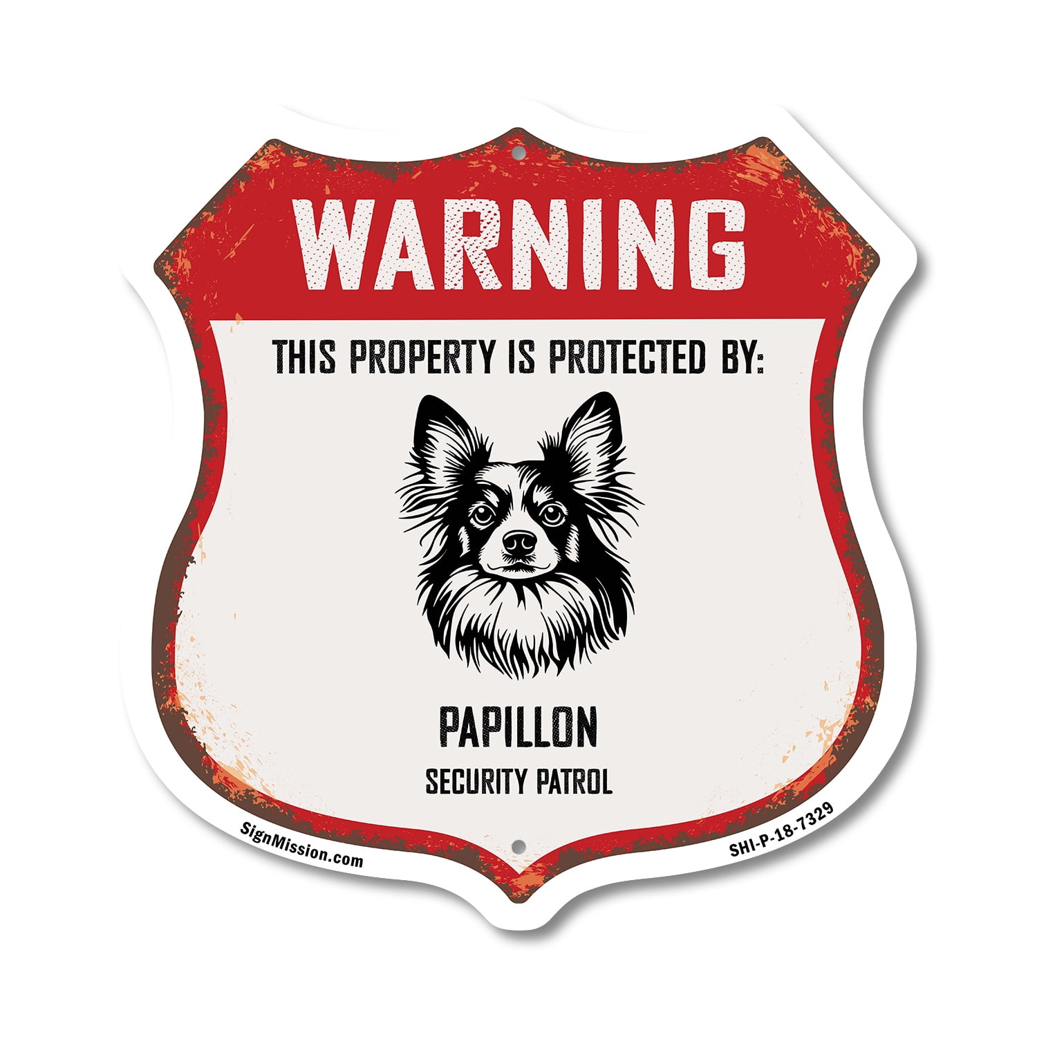 Warning This Property is Protected by Papillon (2 Pack) 12 inch X 12 ...