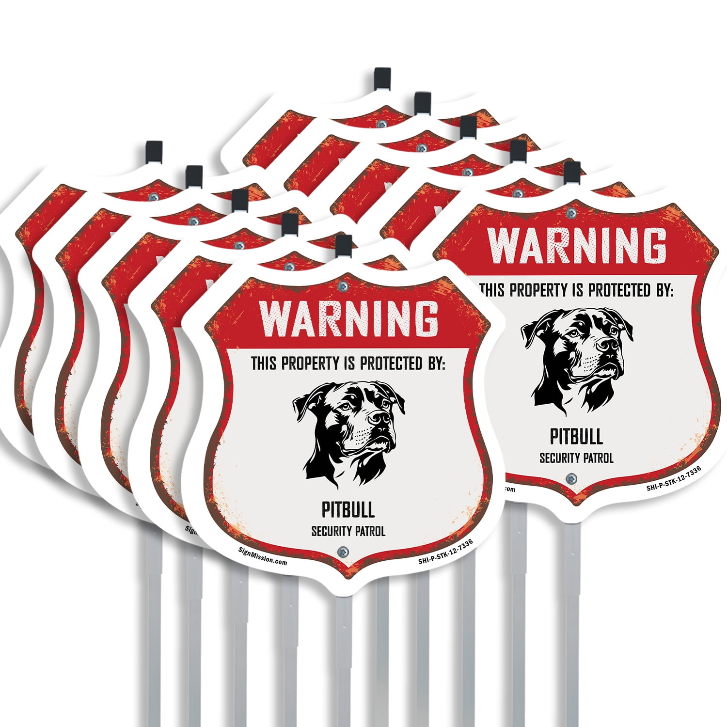 Warning This Property is Protected by Pitbull (10 Pack) 12 inch X 12 ...