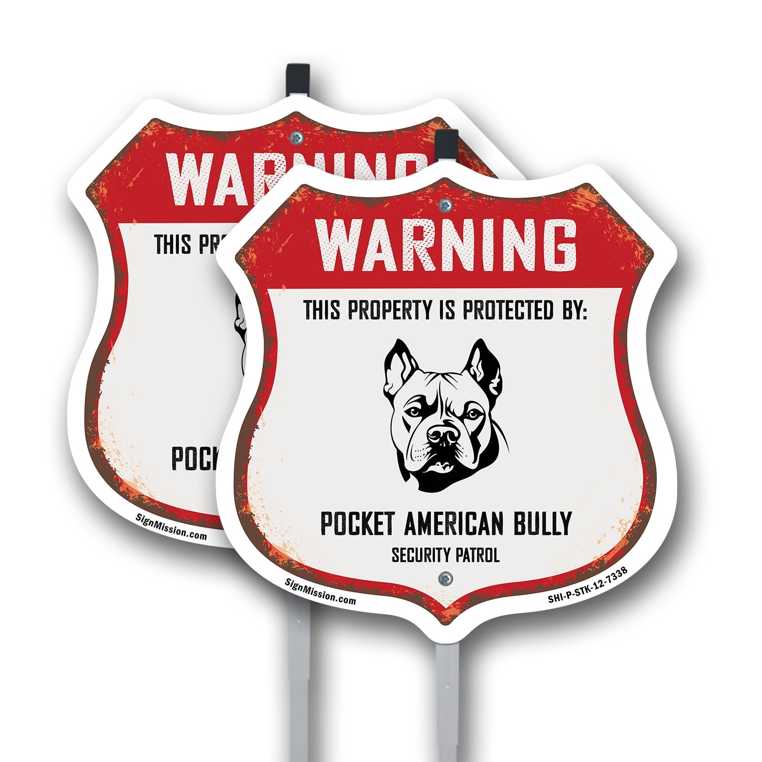 Warning This Property is Protected by Pocket American Bully (2 Pack) 12 ...