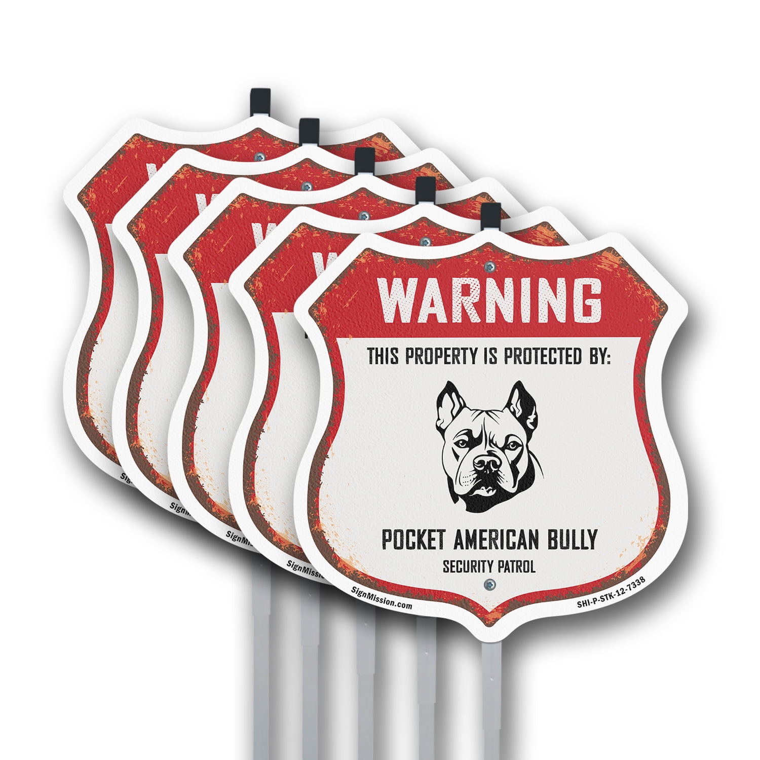 Warning This Property is Protected by Pocket American Bully (5 Pack) 12 ...