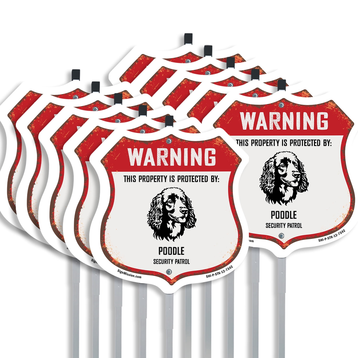 Warning This Property is Protected by Poodle (10 Pack) 12 inch X 12 ...