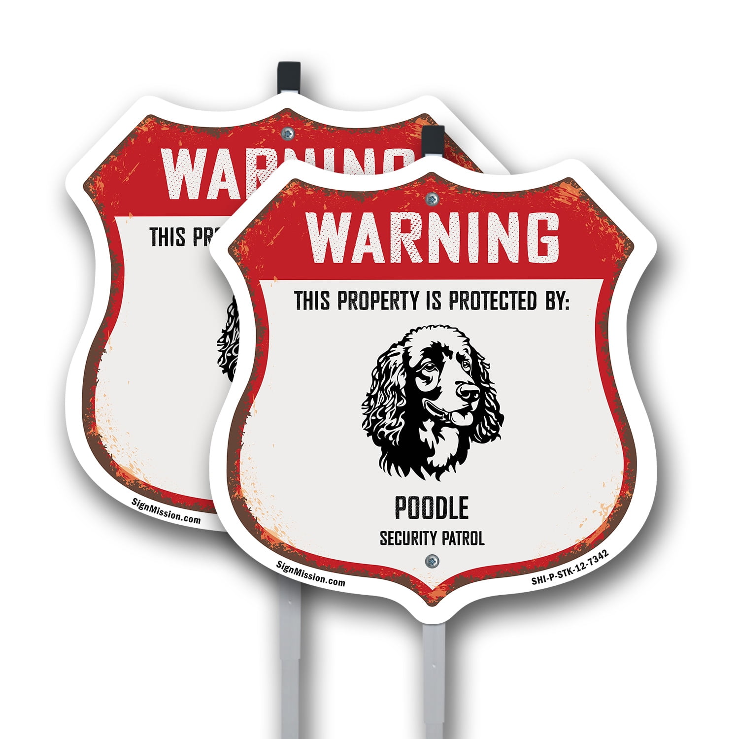 Warning This Property is Protected by Poodle (2 Pack) 12 inch X 12 inch ...