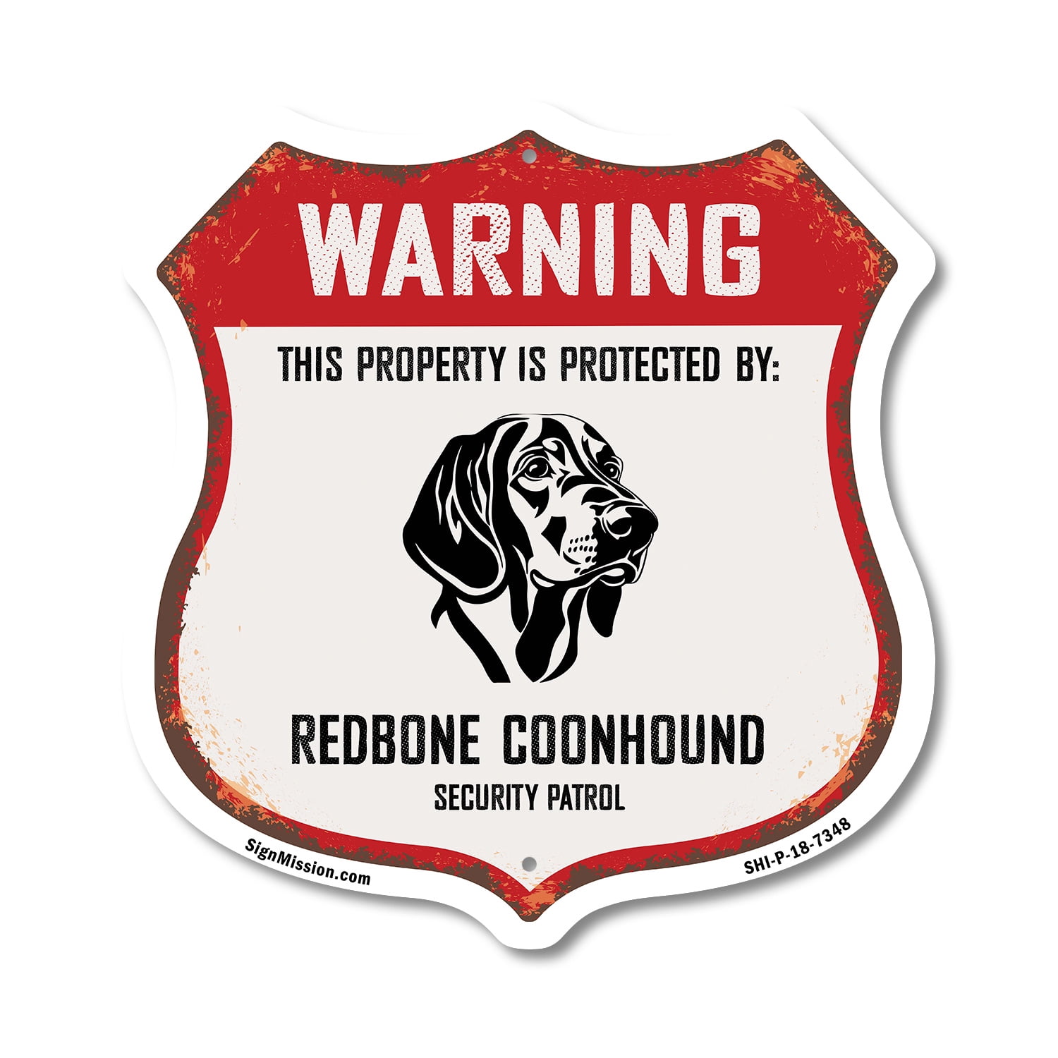Warning This Property is Protected by Redbone Coonhound 12 inch X 12 ...