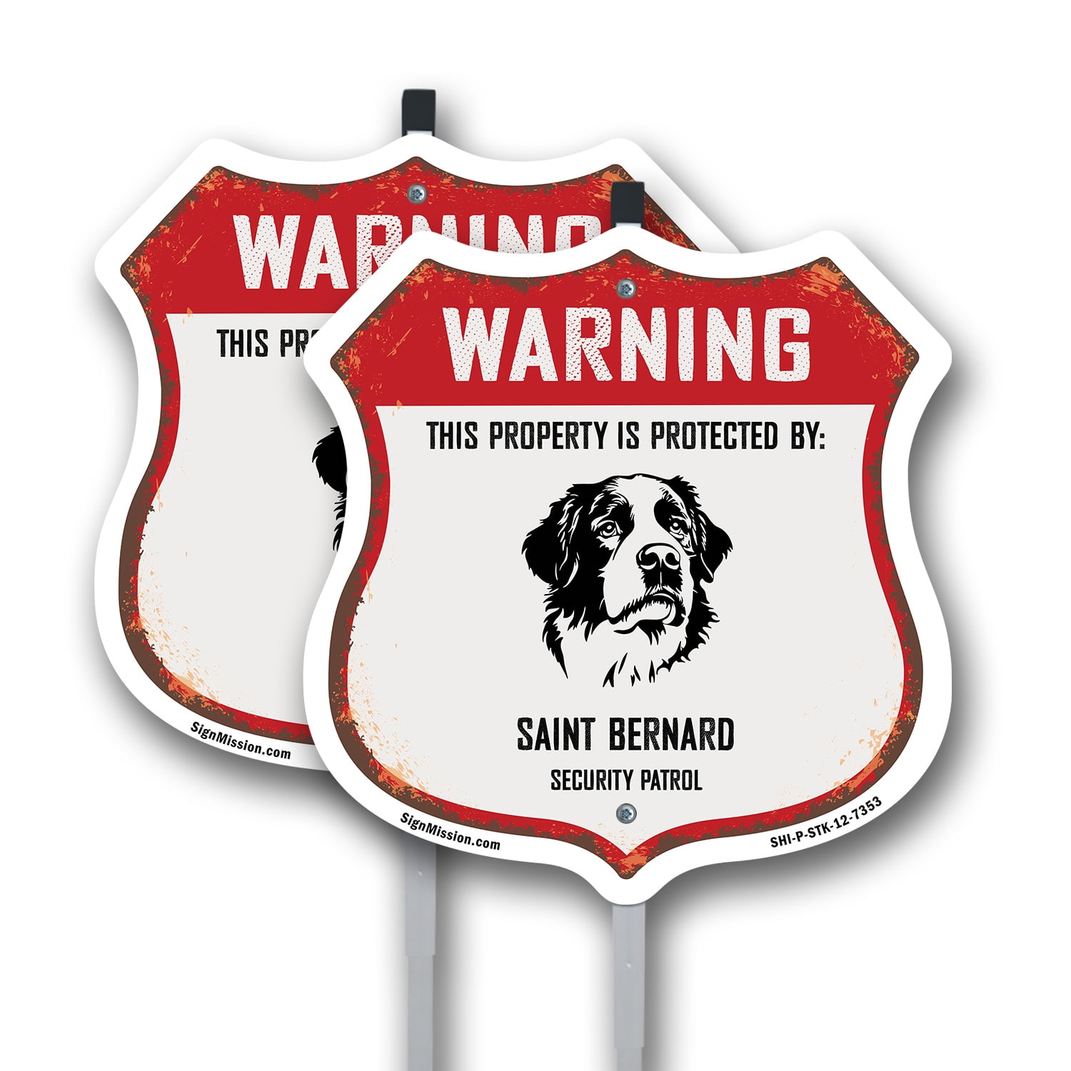 Warning This Property is Protected by Saint Bernard (2 Pack) 12 inch X ...