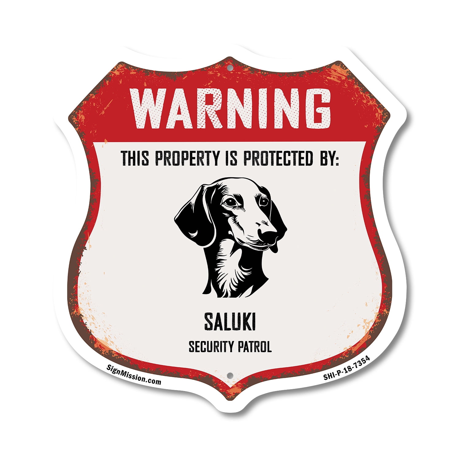 Warning This Property is Protected by Saluki (2 Pack) 12 inch X 12 inch ...