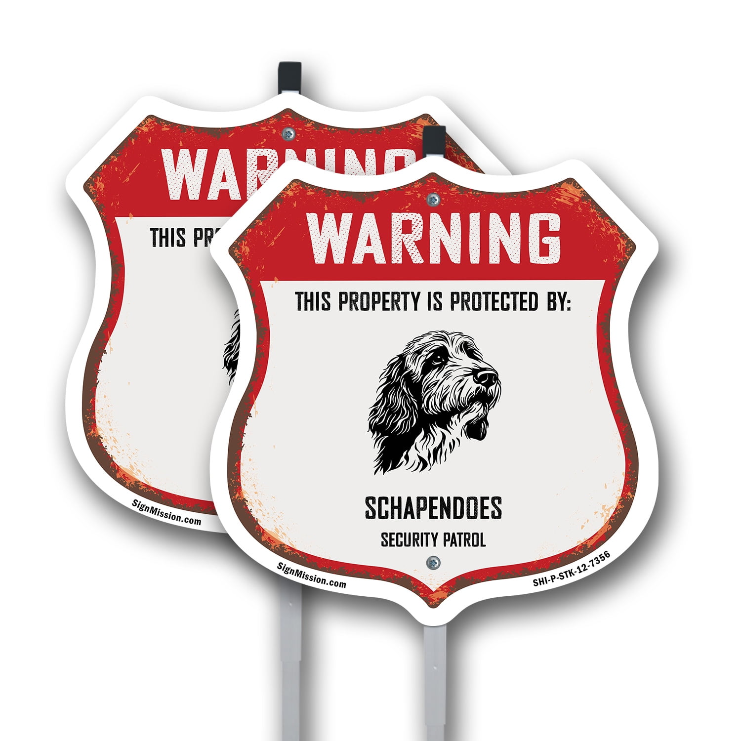 Warning This Property is Protected by Schapendoes (2 Pack) 12 inch X 12 ...