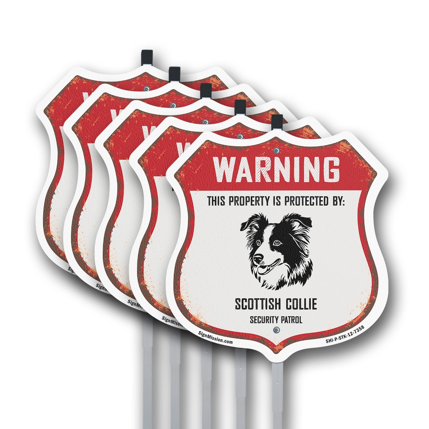 Warning This Property is Protected by Scottish Collie (5 Pack) 12 inch ...